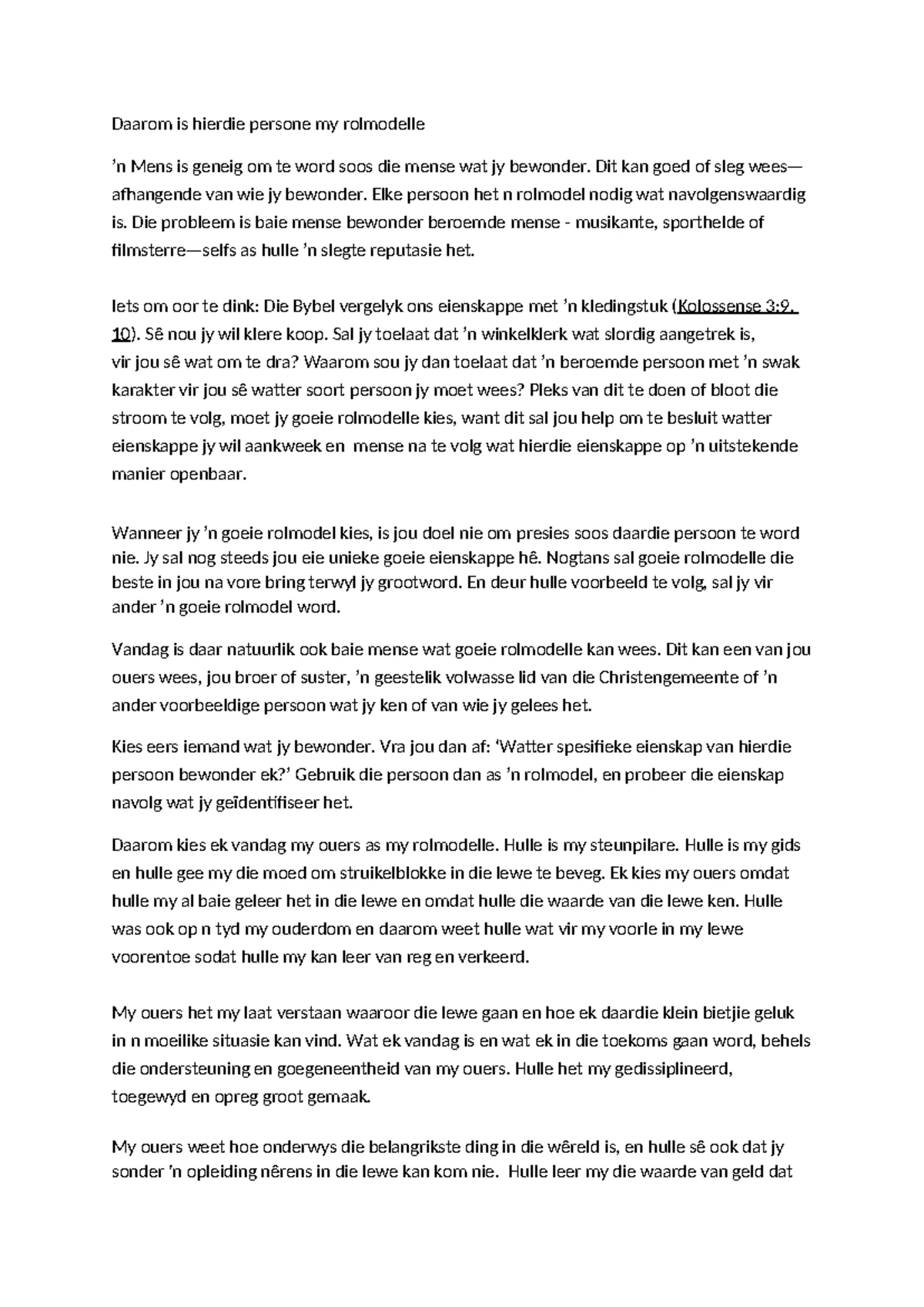 Voorbeeld-CV - Hoe om 'n CV te skryf - Kevin Booysen Adres ...