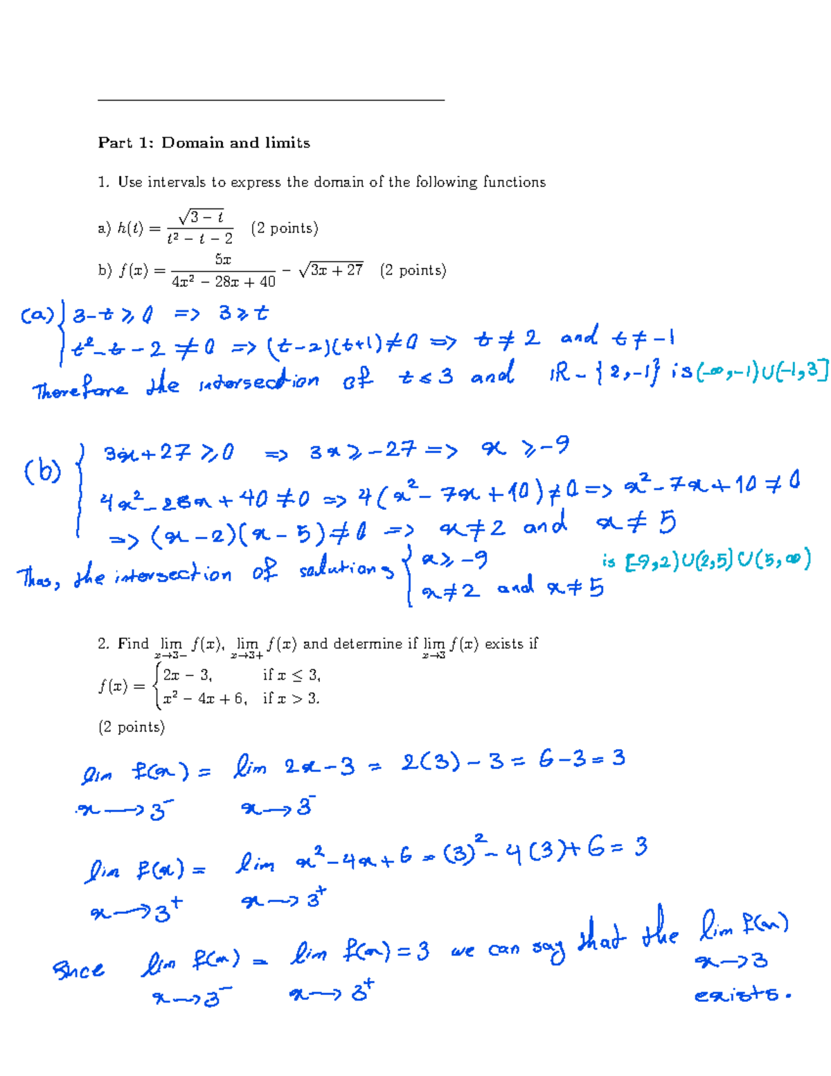 Practice Test - Final Exam Solution for Calculus I (MATH 101) - Studocu