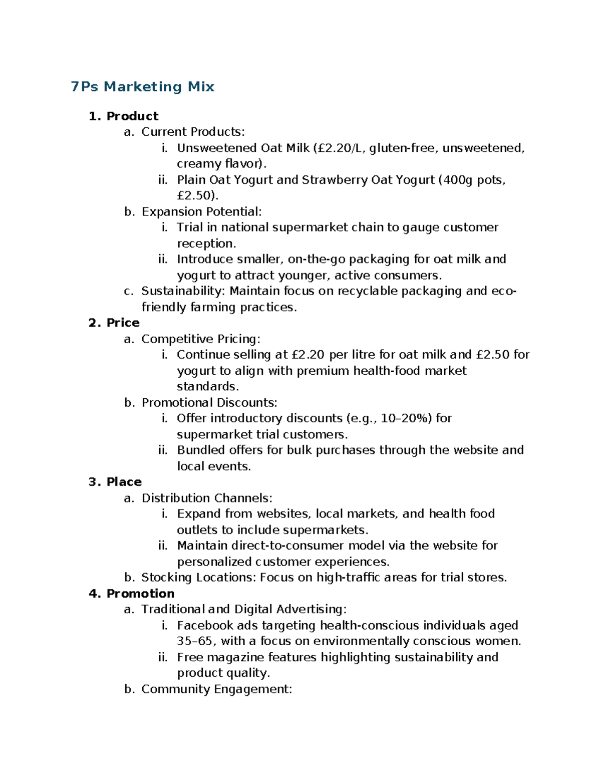 7Ps Marketing Mix Analysis for Calmsun - Strategic Insights - Studocu
