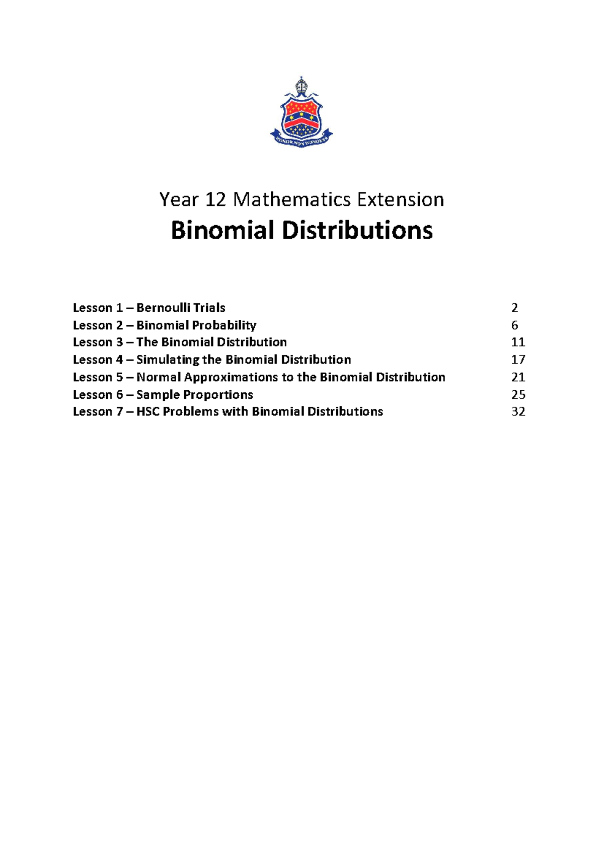 Year 12 Mathematics Extension: Binomial Distribution Lessons & Examples ...