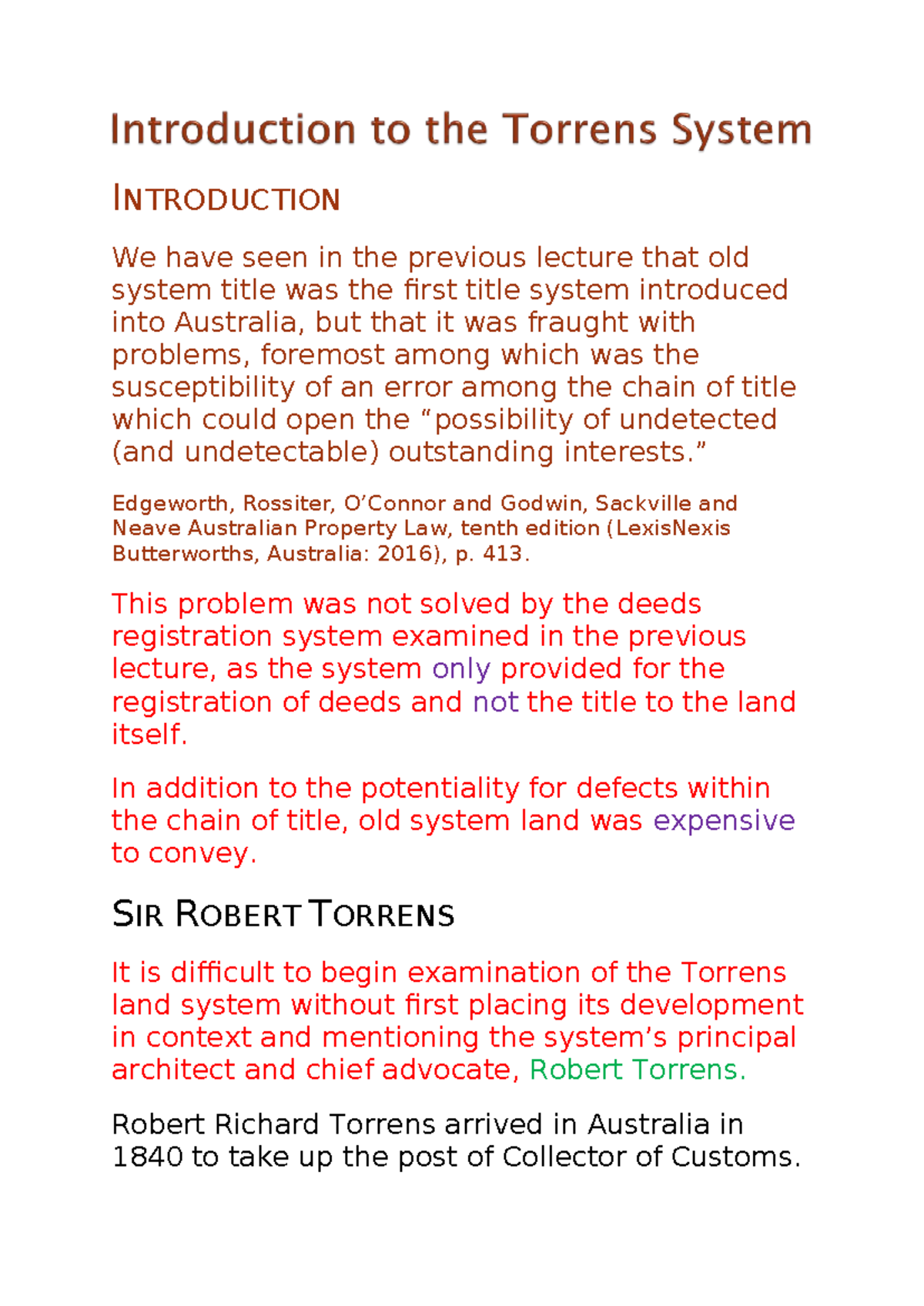 Property Law (LAWS3001): Understanding the Torrens Title System - Studocu