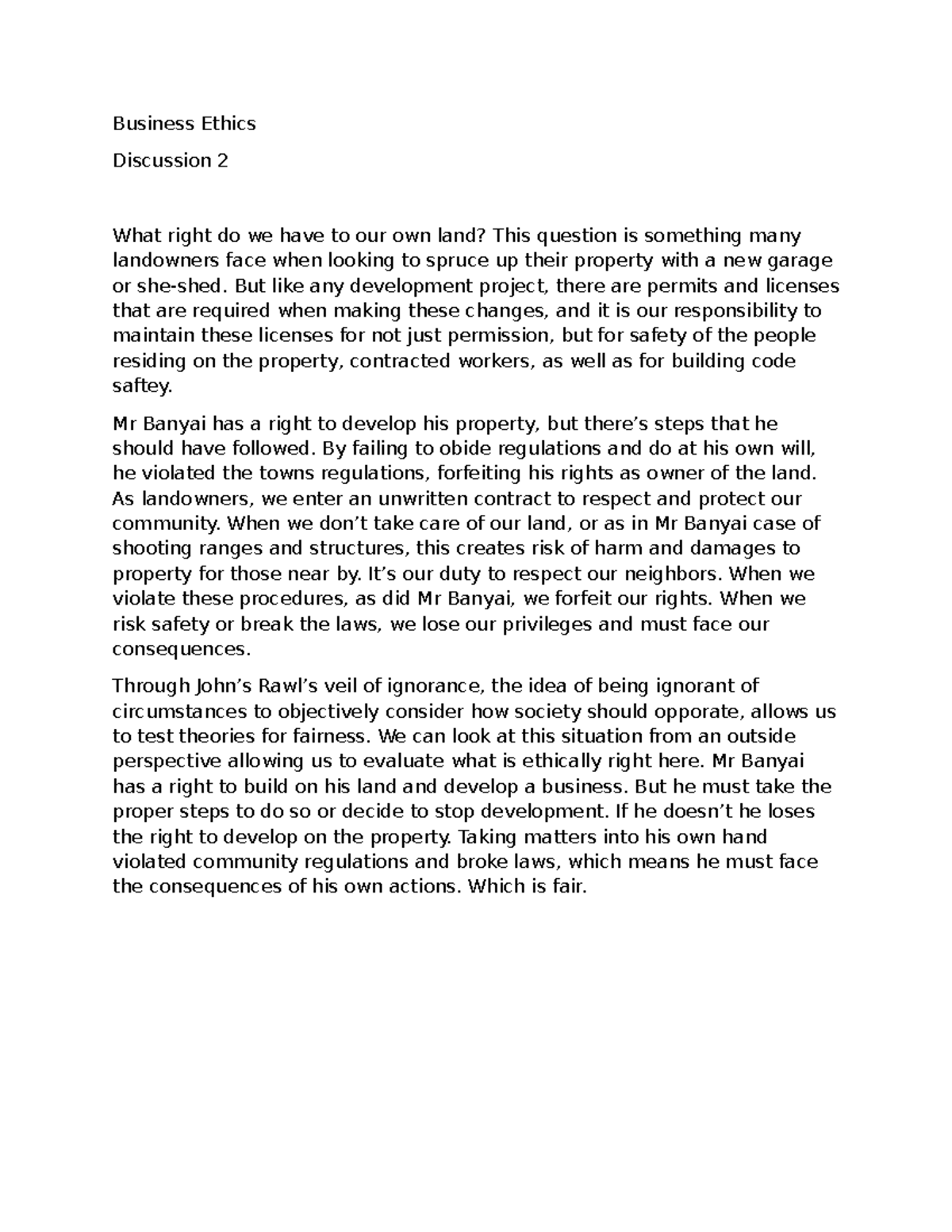 2-1 Discussion: Balancing Property Rights and Community Safety - Studocu