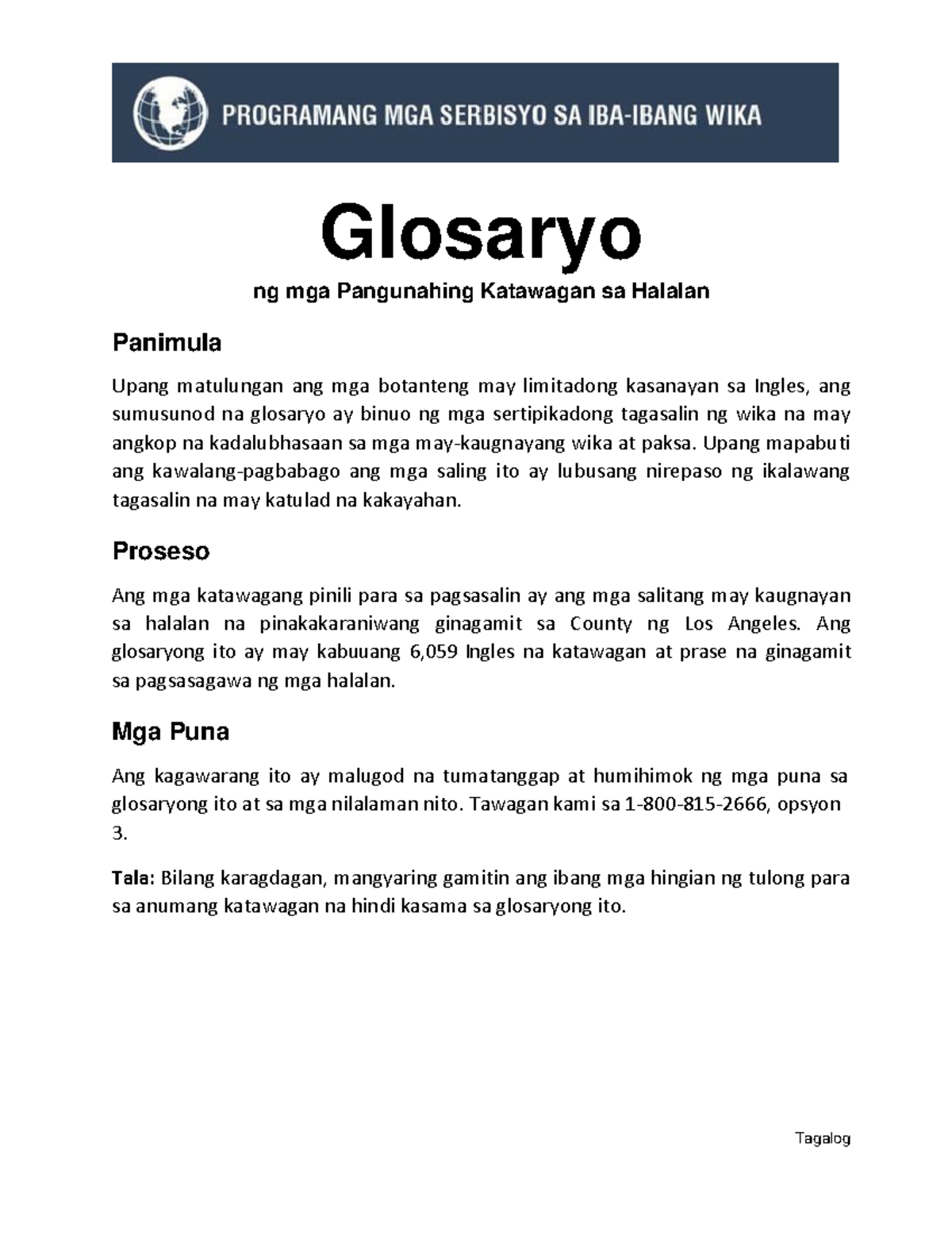 Glosaryo ng mga Terminolohiyang Tagalog para sa Halalan (Election ...