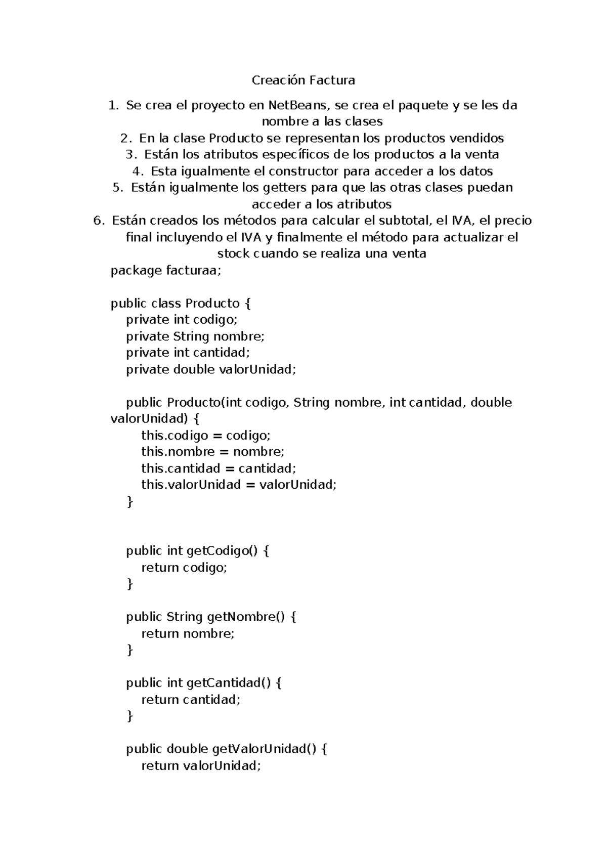 Creación de Factura en Java: Proyecto NetBeans y Clases - Studocu