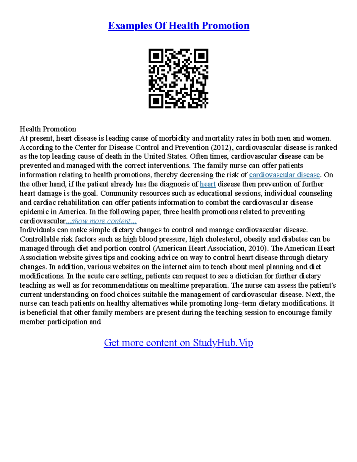 Health Promotion Interventions in Nursing: A Comprehensive Analysis ...