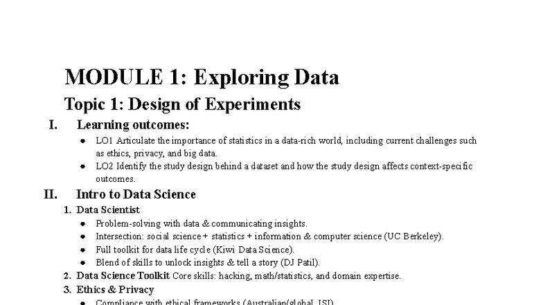 DATA1001 - Importance of Statistics and Data Analysis Techniques - Studocu