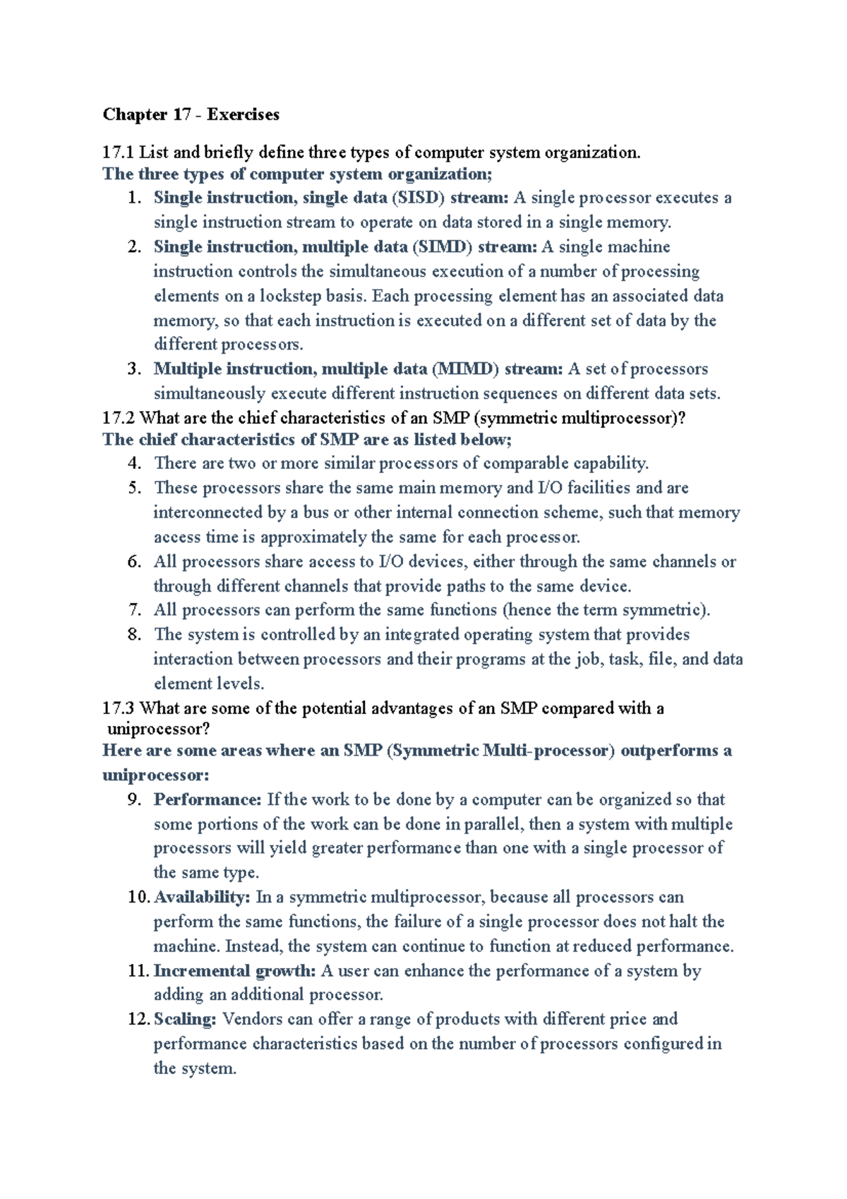 Review questions chapter 17 - Chapter 17 - Exercises 17 List and ...