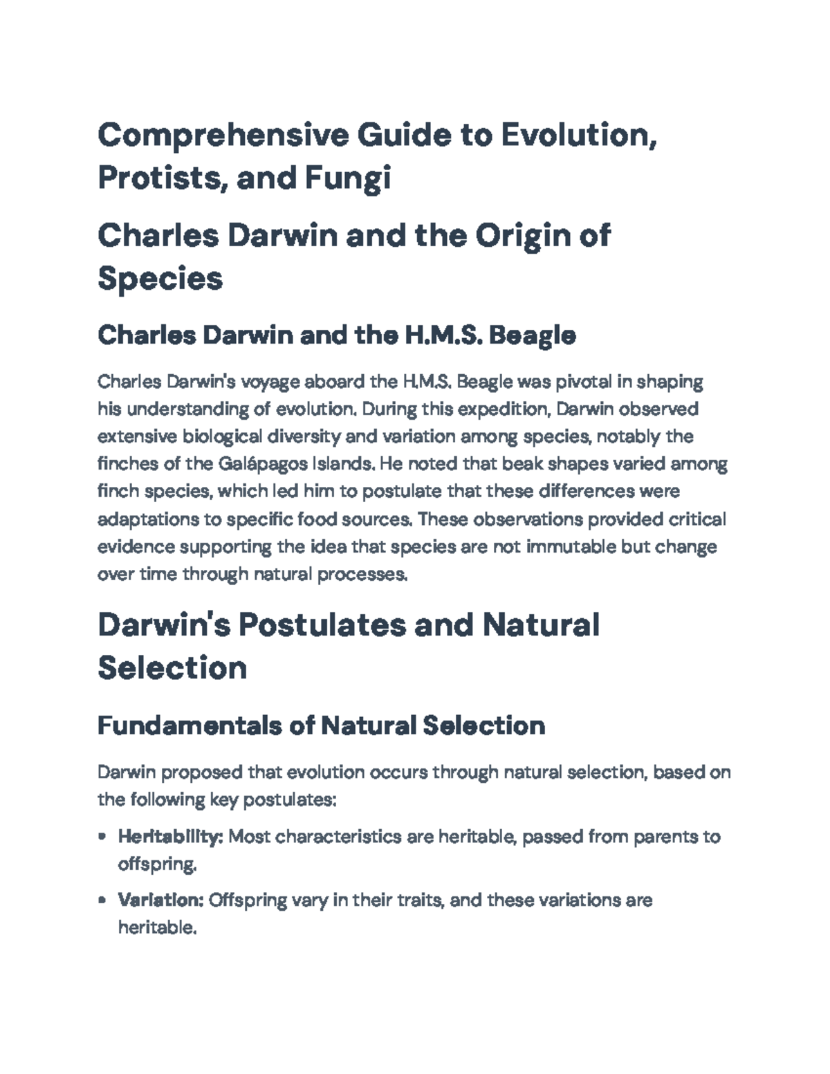 Comprehensive Study of Evolution, Protists, and Fungi (BIO101) - Studocu