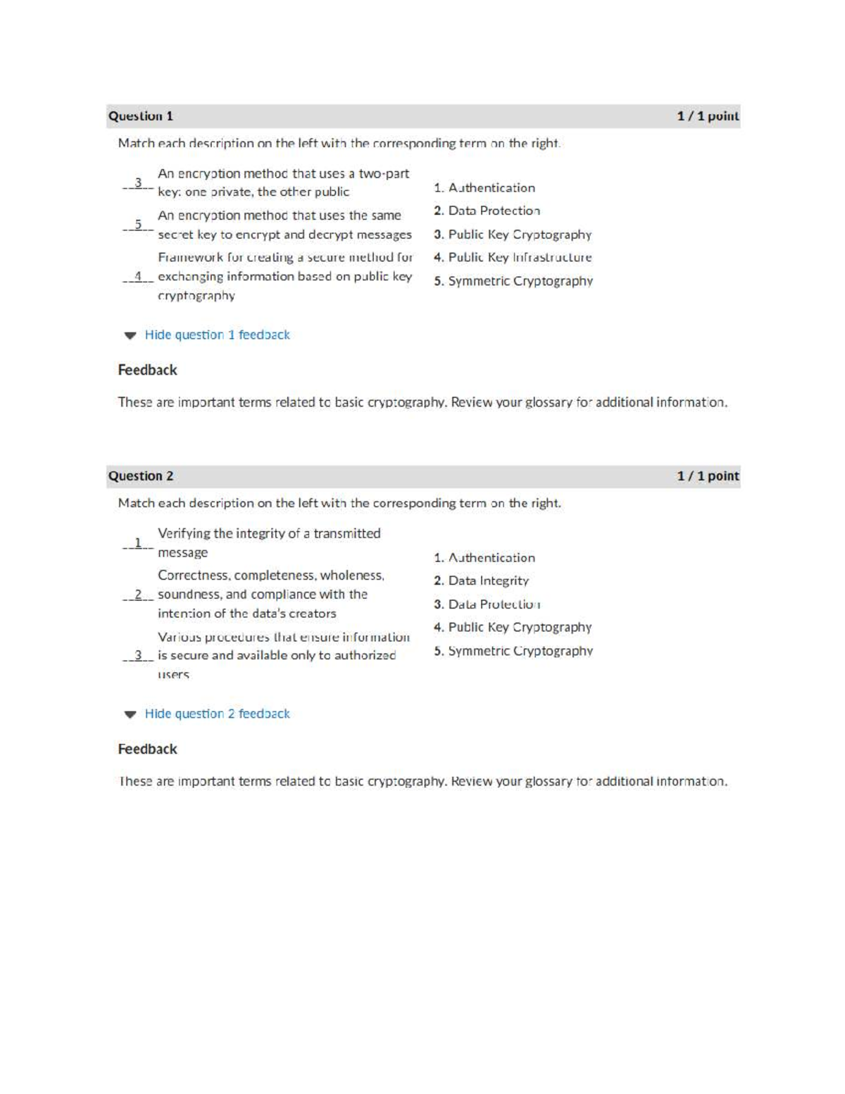 1-0 Knowledge Check Quiz: Key Terms in Basic Cryptography - Studocu