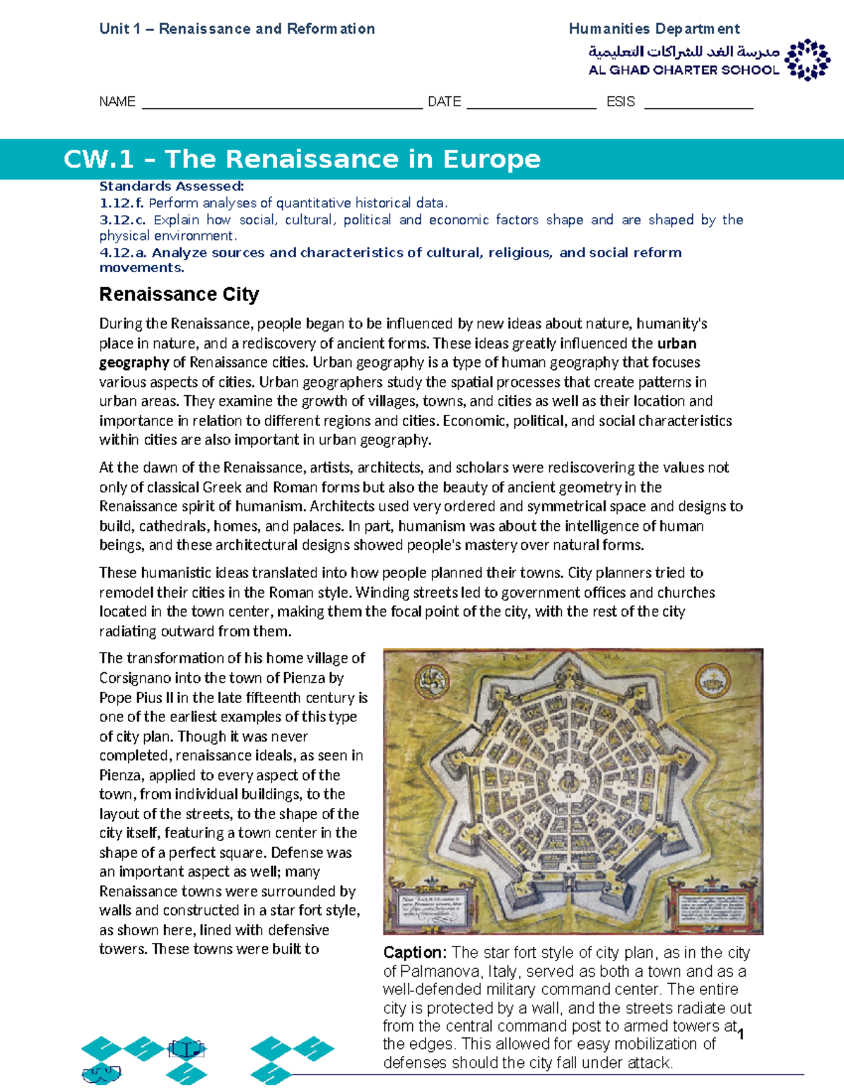 CW.1 - The Renaissance in Europe Khalifa Nasser - Unit 1 – Renaissance ...