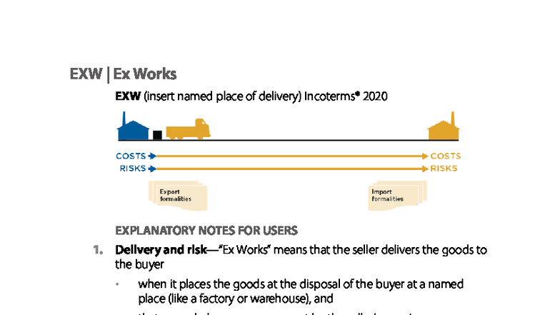 EXW & FCA Incoterms 2020: Explanatory Notes for Users - Studocu