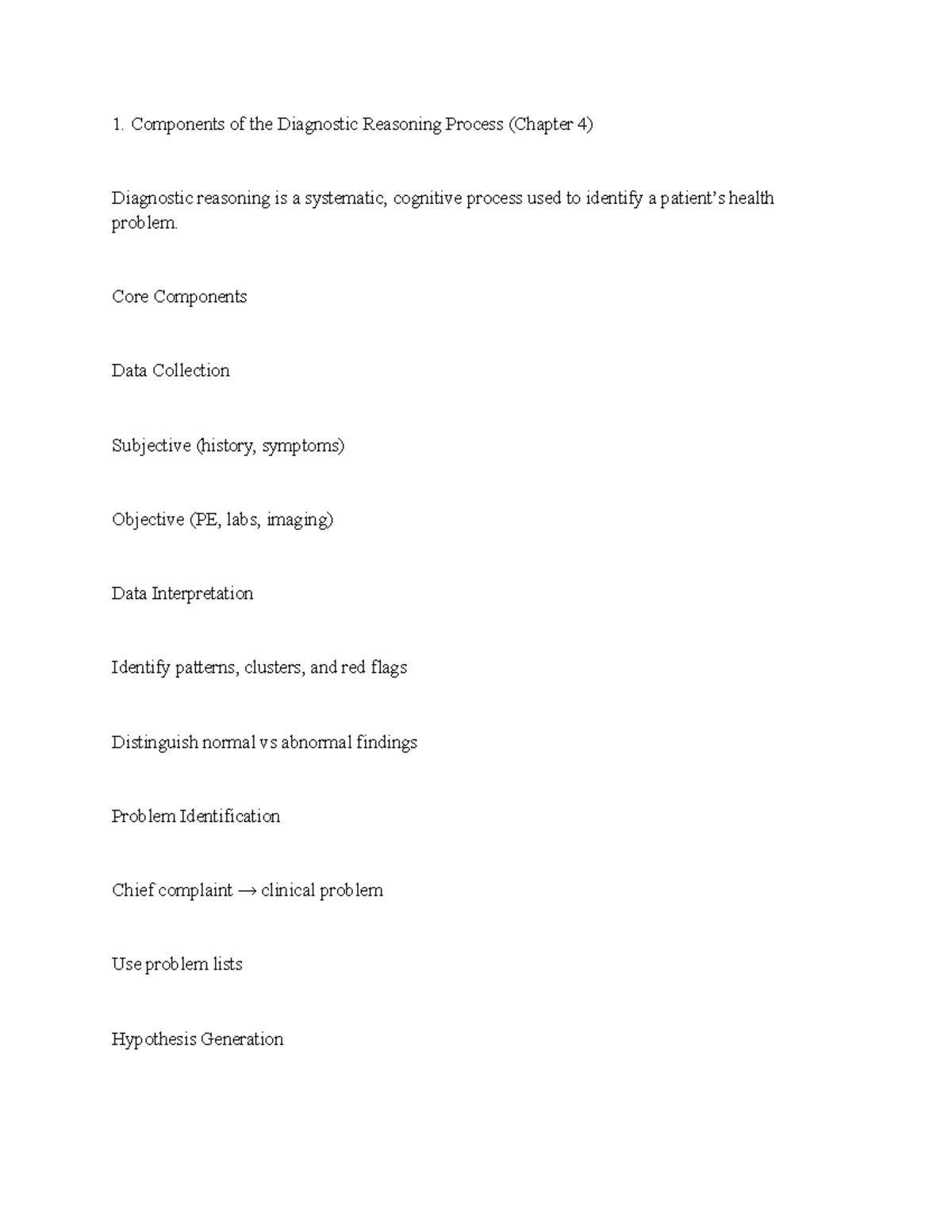 Week 1 NR 511: Diagnostic Reasoning & Clinical Practice Notes - Studocu