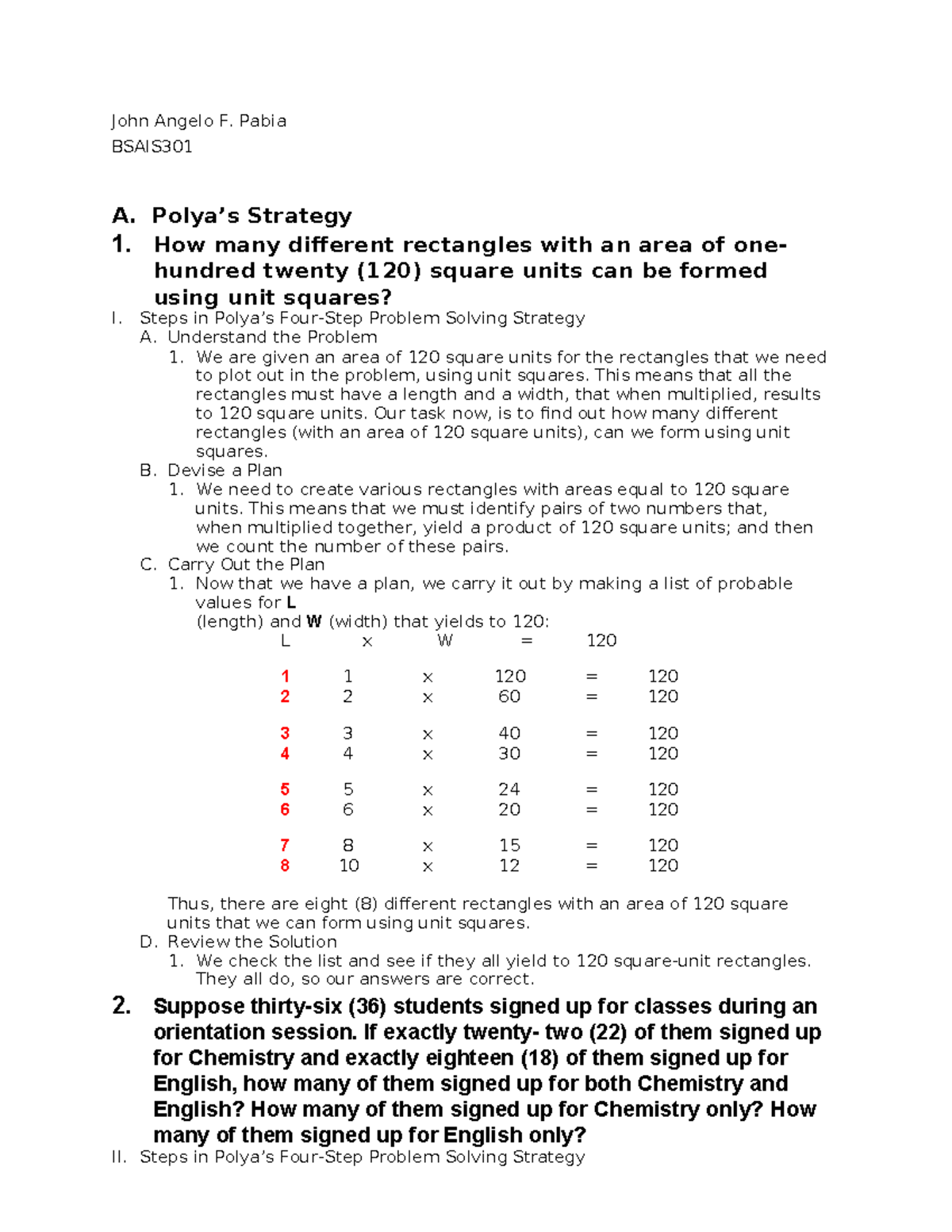 03 TASK Performance 1 - MMW - John Angelo F. Pabia BSAIS A. Polya’s Strategy 1. How many ...