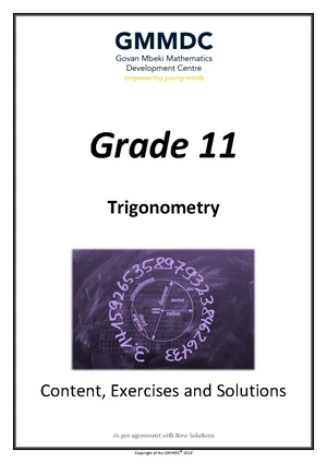 Grade 11 & 12 Trigonometry Notes - Comprehensive Revision Guide - Studocu