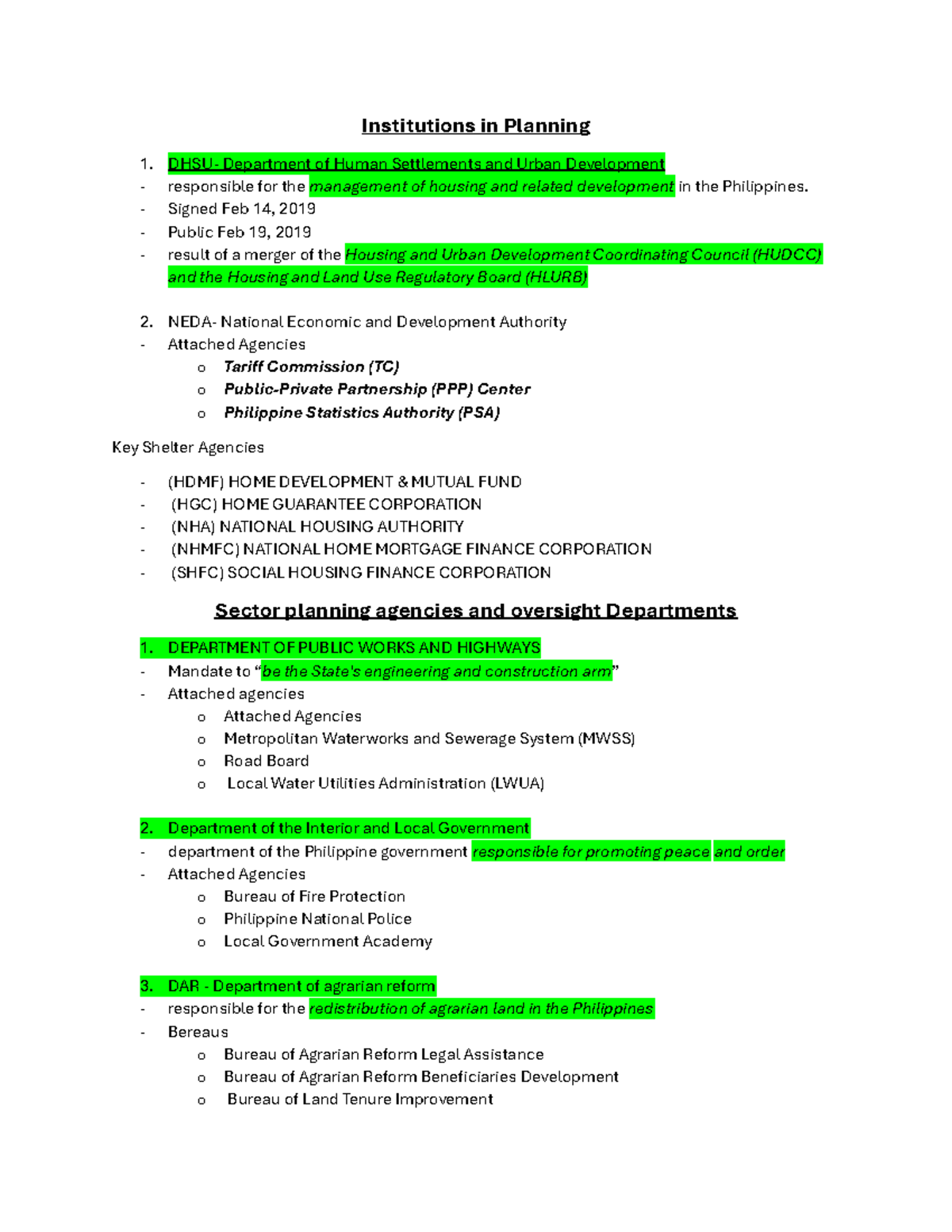 Reviewer AP3 - Planning Institutions in the Philippines - Studocu