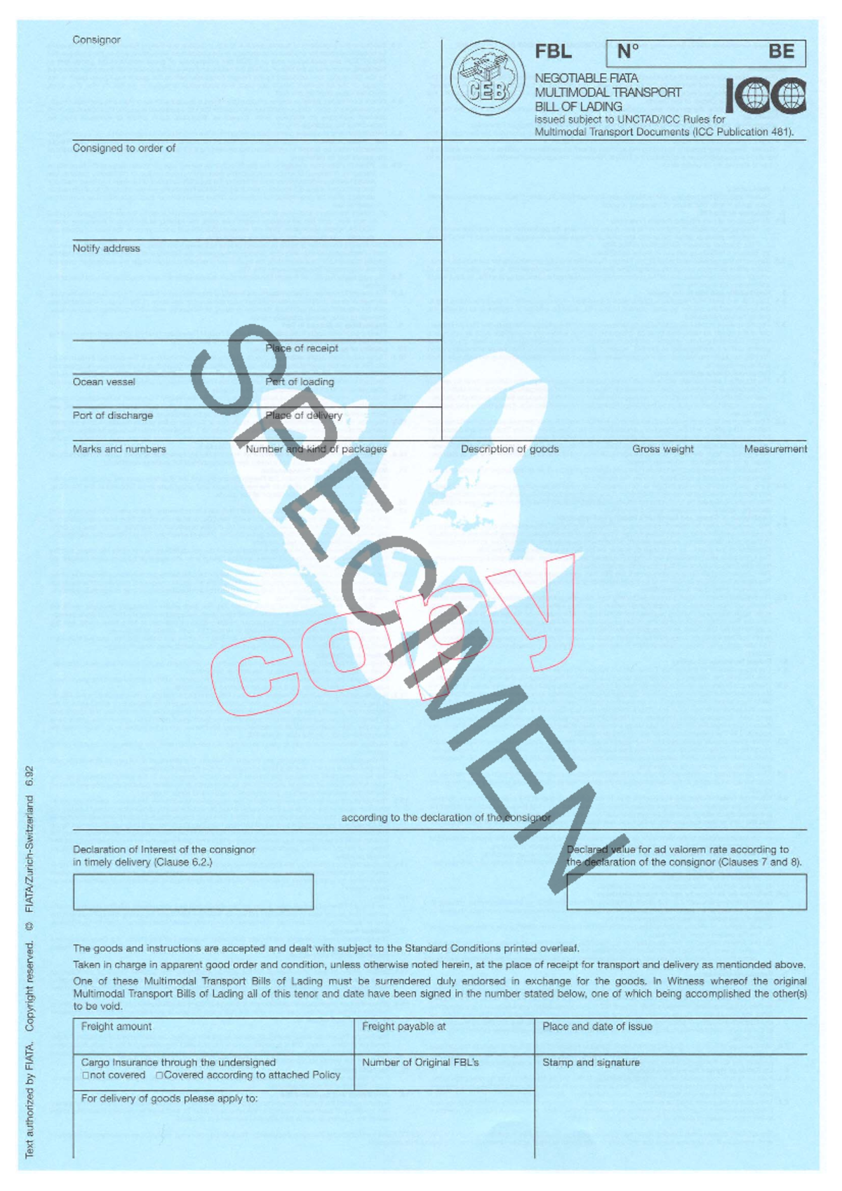Voorbeeld FBL - mau FBL - Consignor FBL BE NEGOTIABLE FIATA CEB ...