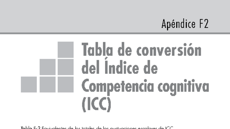 Apéndice F2: Tabla de Conversión del Índice de Competencia Cognitiva ...