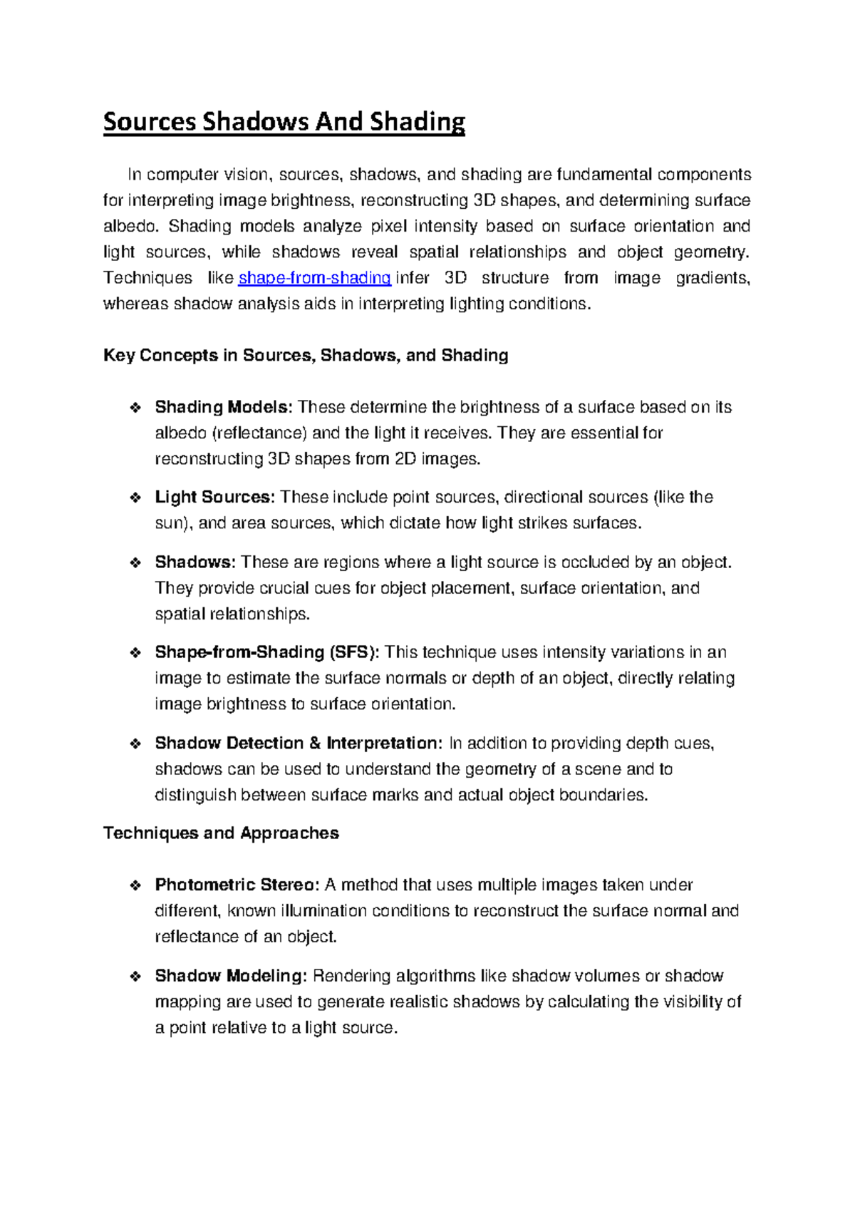 Computer Vision (CS101) Unit 3: Sources, Shadows, and Shading ...