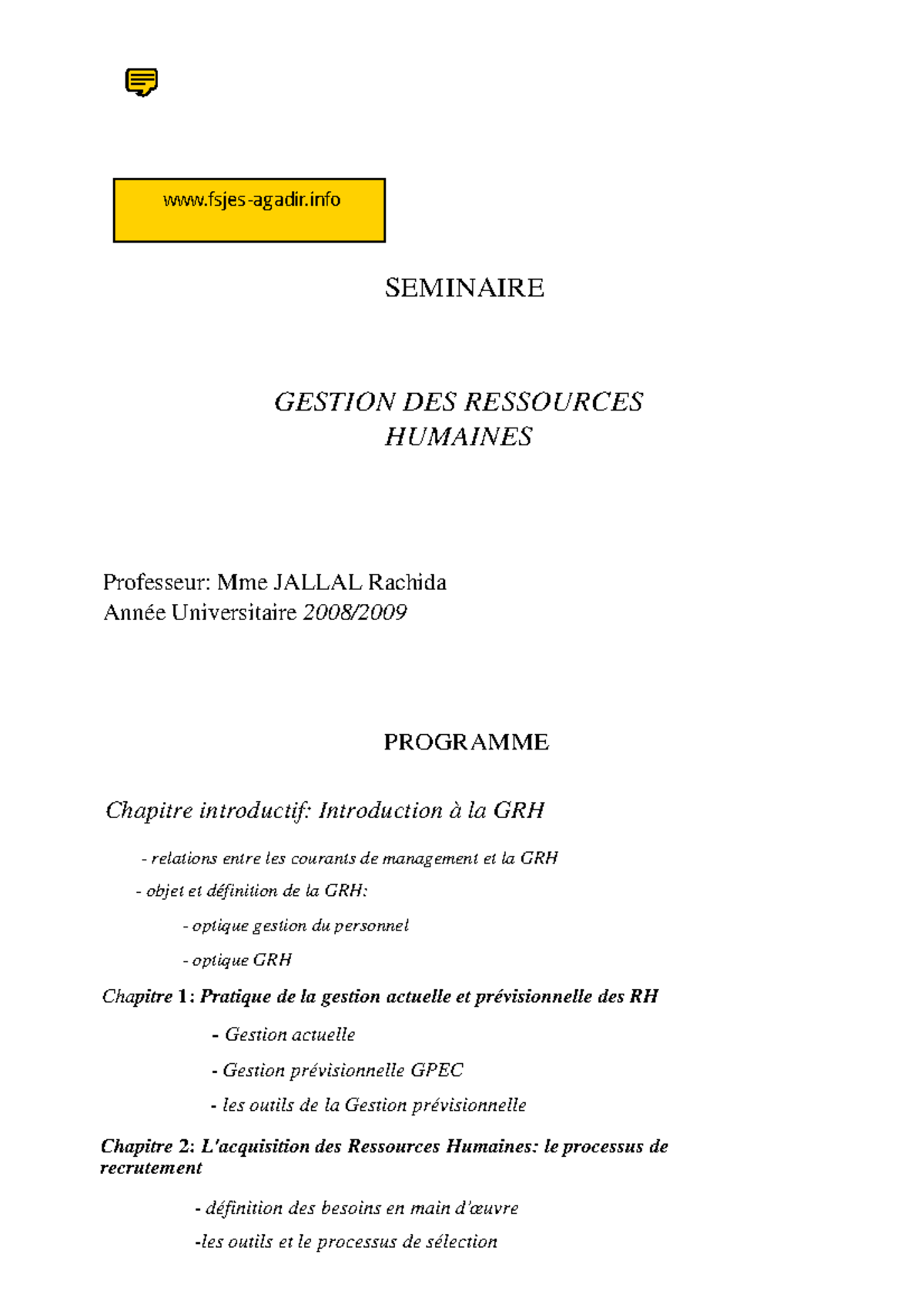 Gestion des Ressources Humaines - GRH S5: Chapitres et Pratiques - Studocu