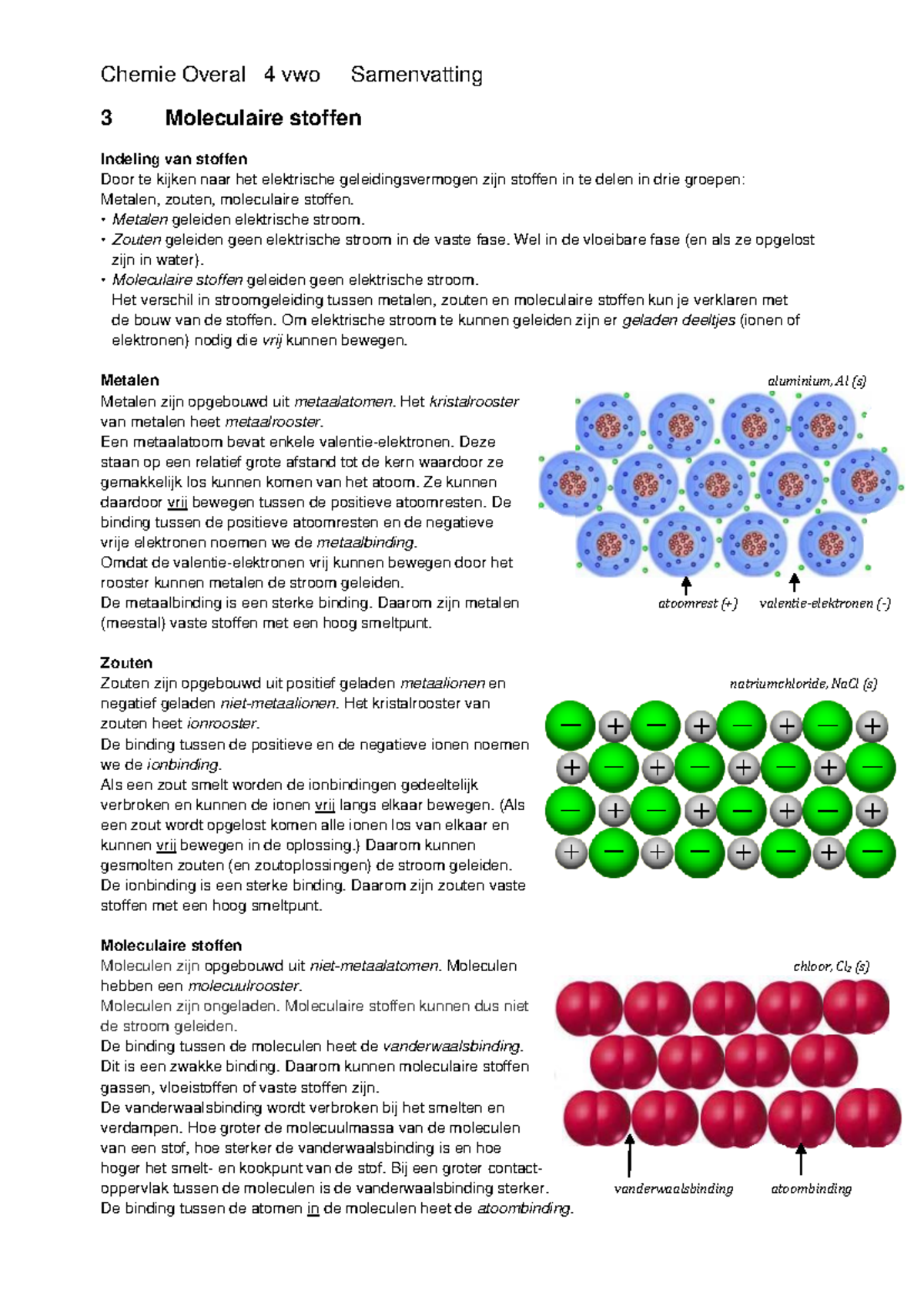 Samenvatting: Moleculaire Stoffen - Chemie Overal 4 VWO - Studeersnel