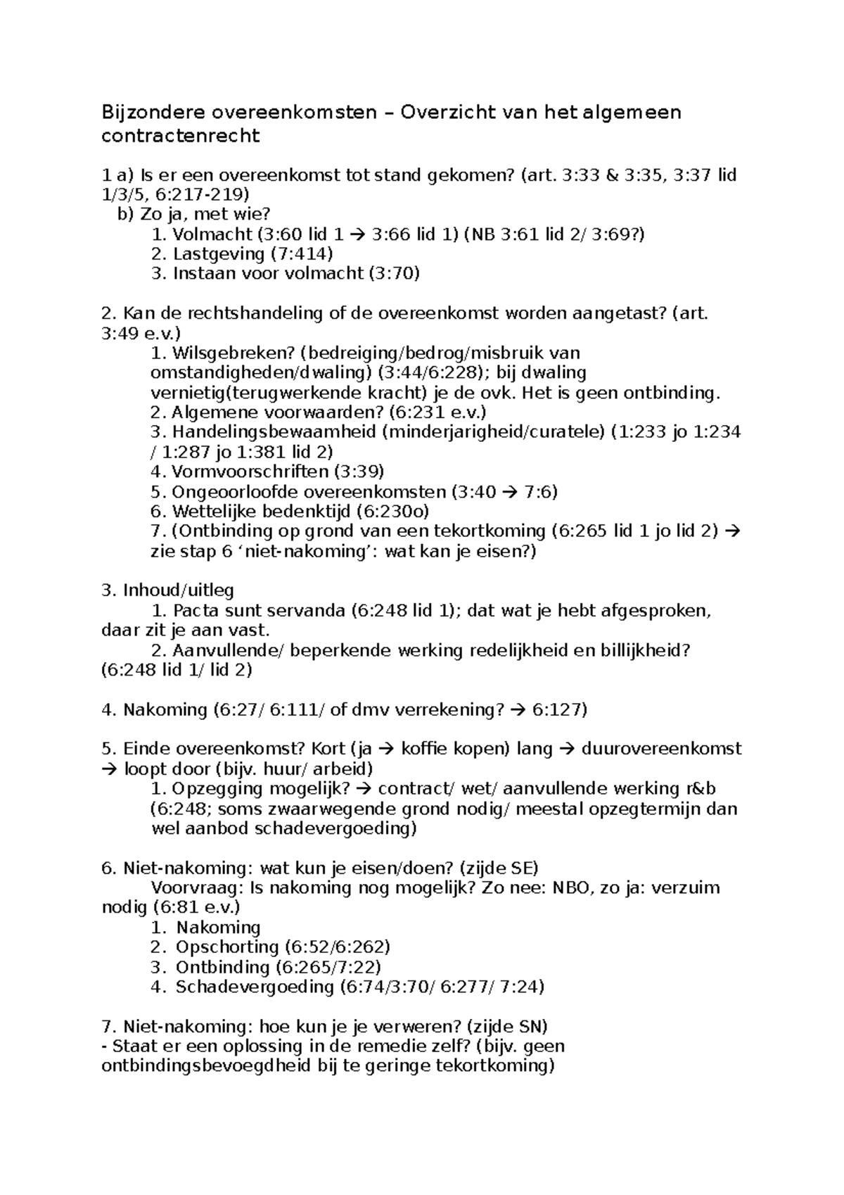 Bijzondere Overeenkomsten in Contractenrecht - Overzicht en Uitleg ...