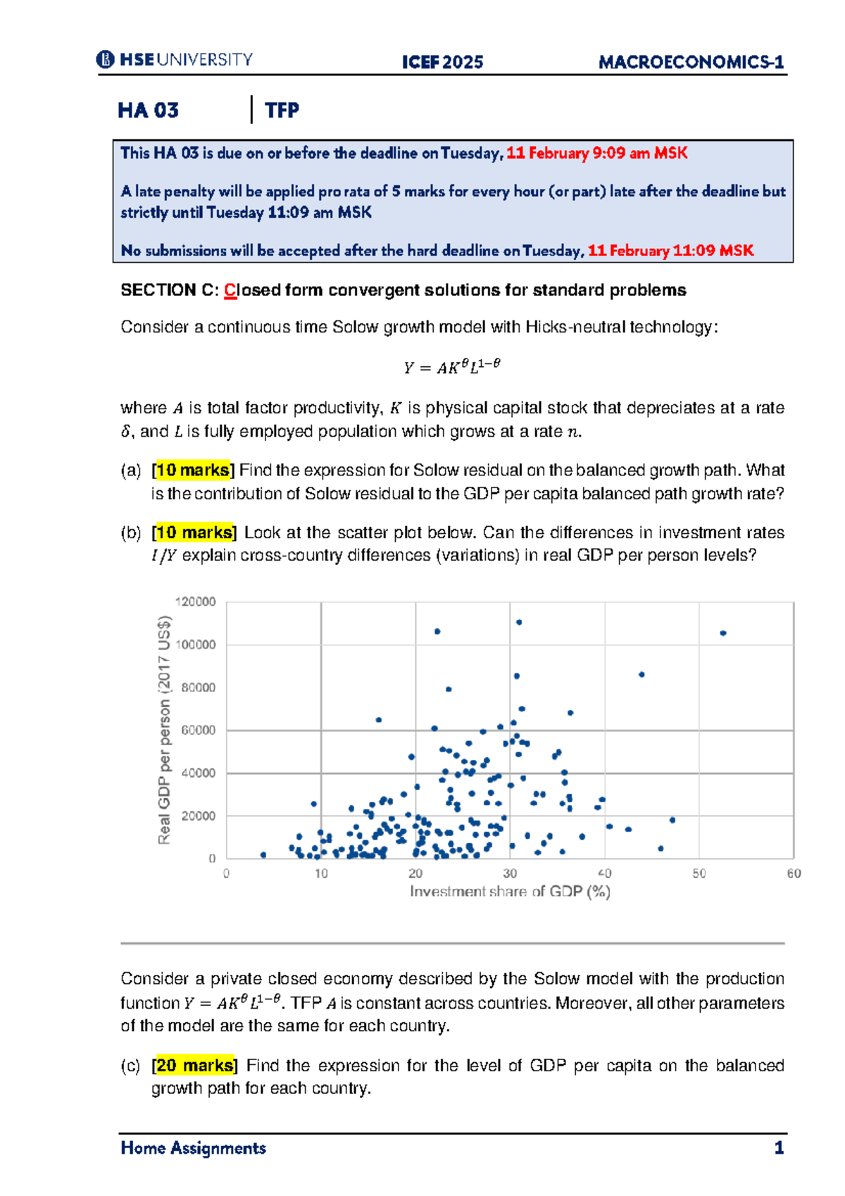 Macro 1 H03: Closed Form Solutions for Solow Growth Model Analysis ...