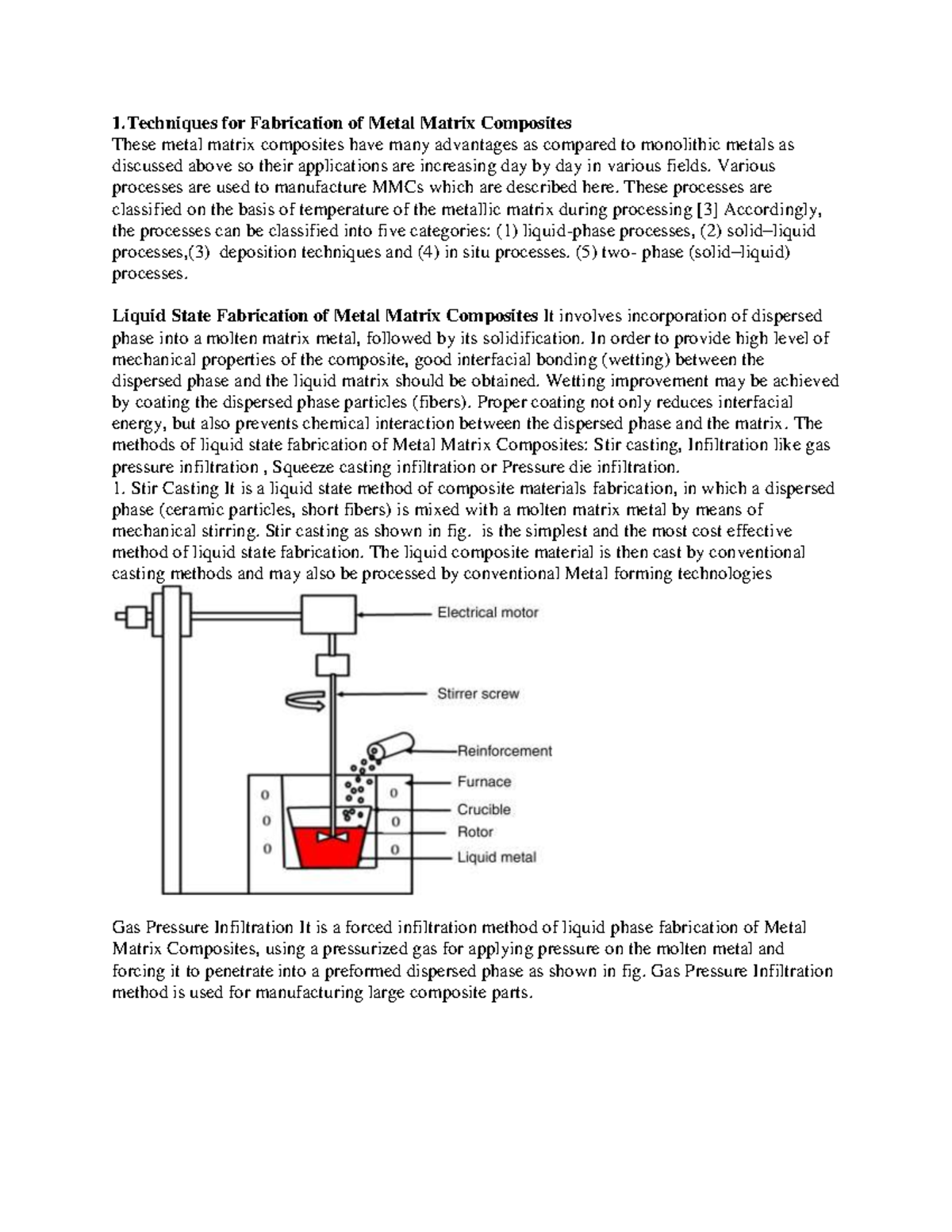 Fabrication process of MMC -, liquid metallurgy technique - 1 for ...