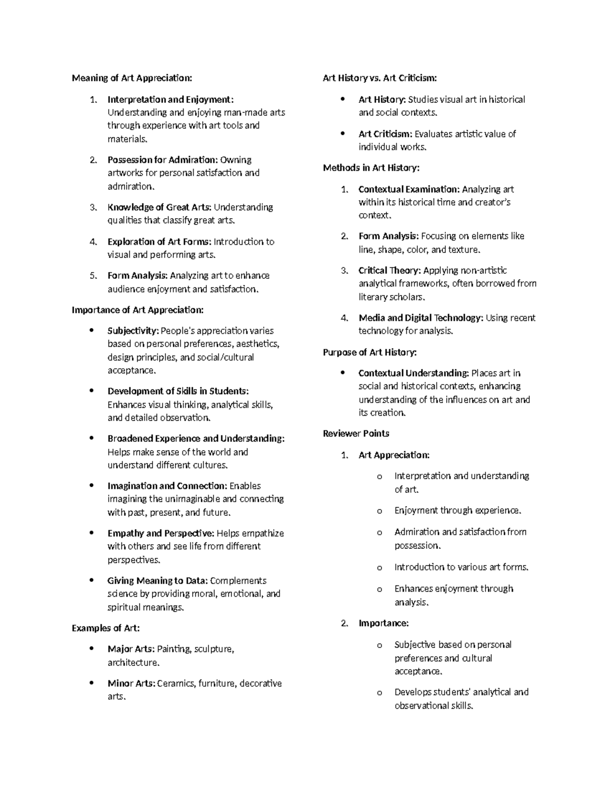 ART Appre Reviewer NG BSTM 1B - Meaning of Art Appreciation: 1 ...