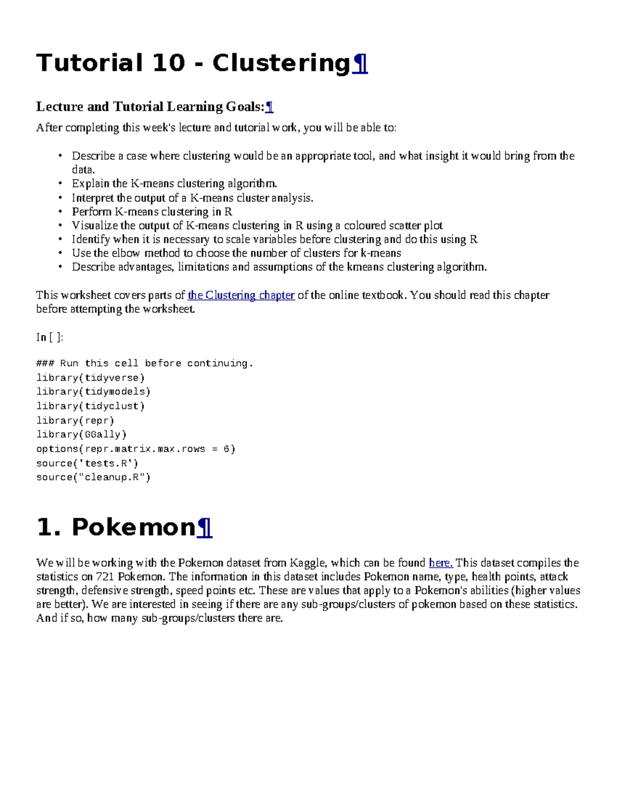 Tutorial Clustering Solution Tutorial 10 Clustering¶ Lecture And Tutorial Learning Goals 5382