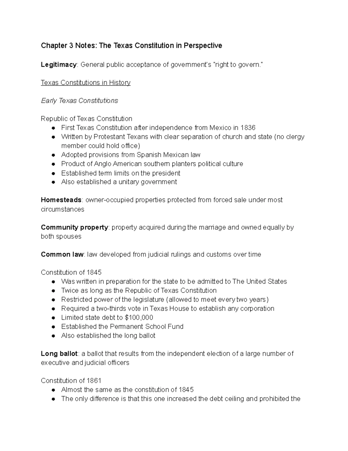 Chapter 1 Notes - Summary Governing Texas - Chapter 1 Texas Political ...