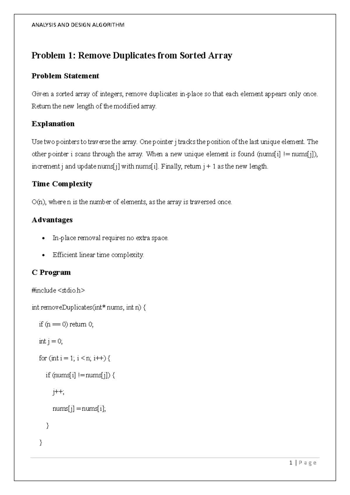 ADA Report F: Array Operations & Algorithms Analysis and Design - Studocu