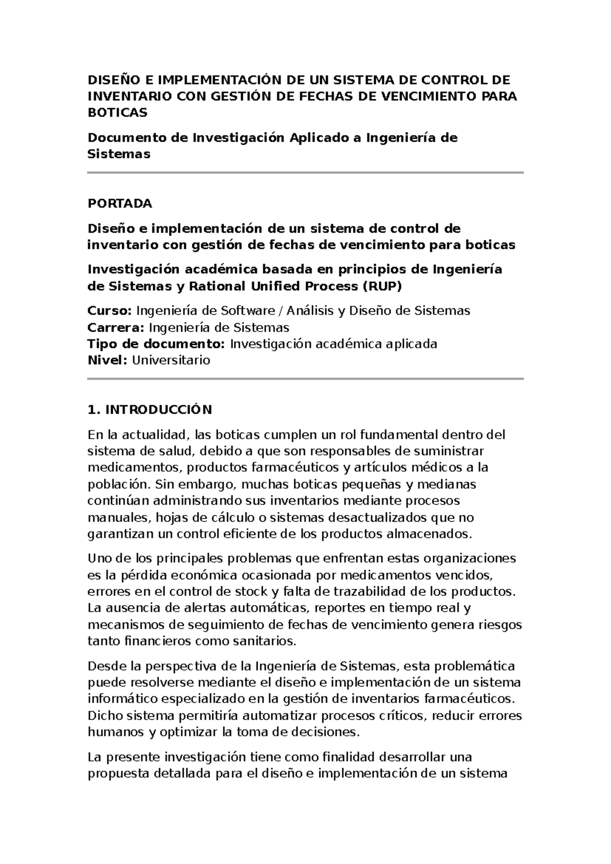 DISEÑO E IMPLEMENTACIÓN DE UN SISTEMA DE CONTROL DE INVENTARIO PARA ...