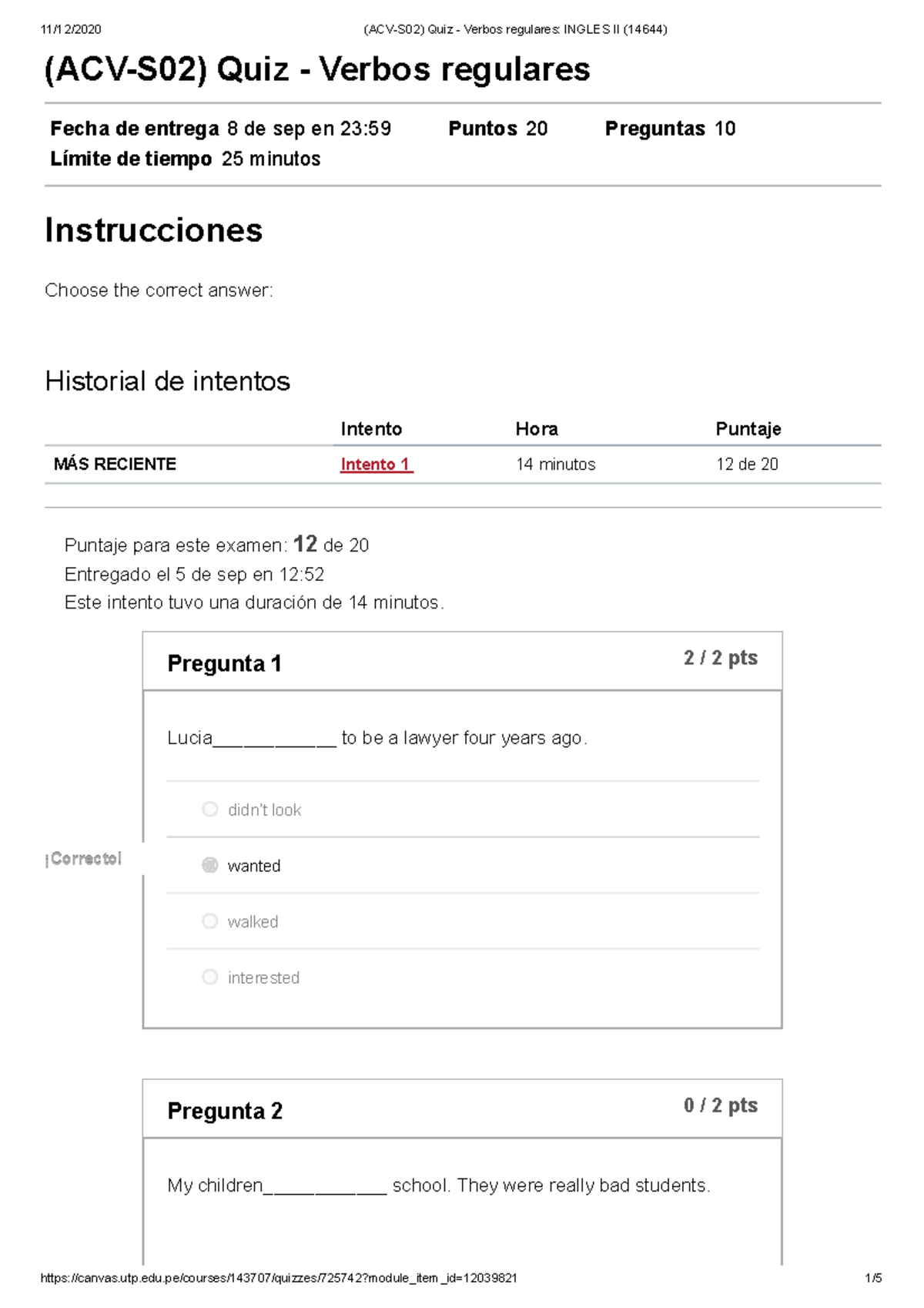 (ACV-S02) Quiz - Verbos regulares Ingles II (14644) - (ACV-S02) Quiz ...