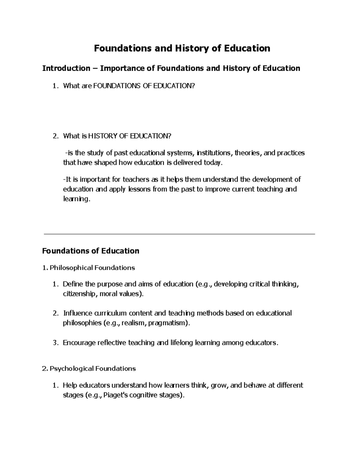 EDN16W0 Foundations and History of Education: Key Insights and ...