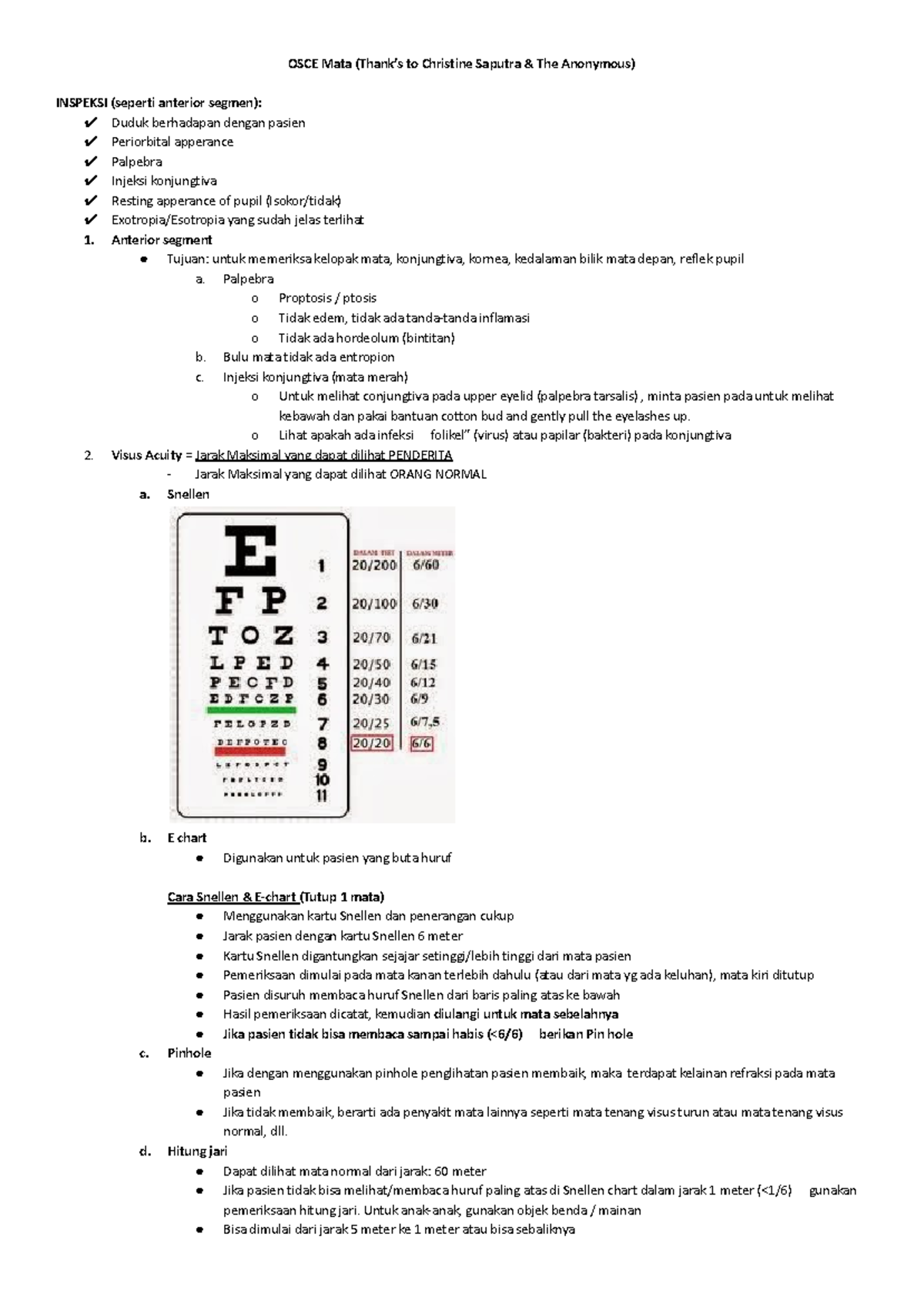 OSCE Ilmu Mata: Anterior Segment Inspection Guidelines - Studocu