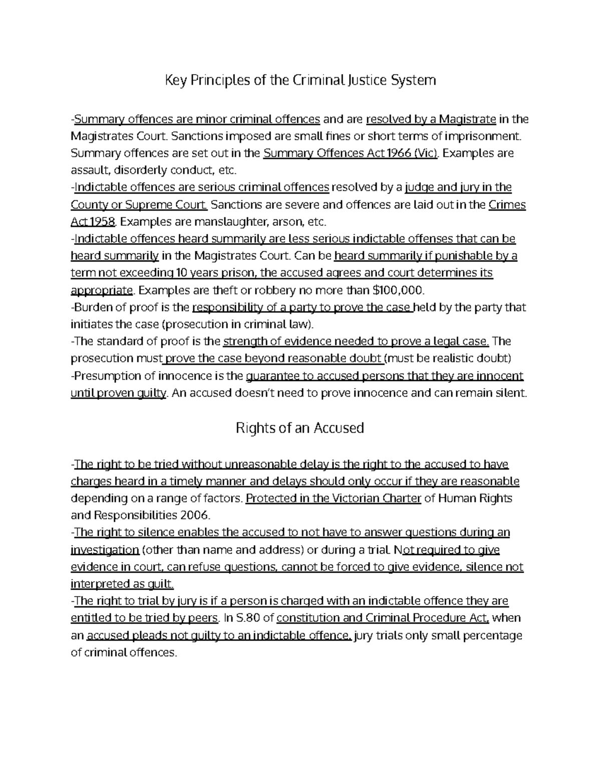 Legal Studies AOS 1 Unit 3: Key Concepts in Criminal Justice System ...