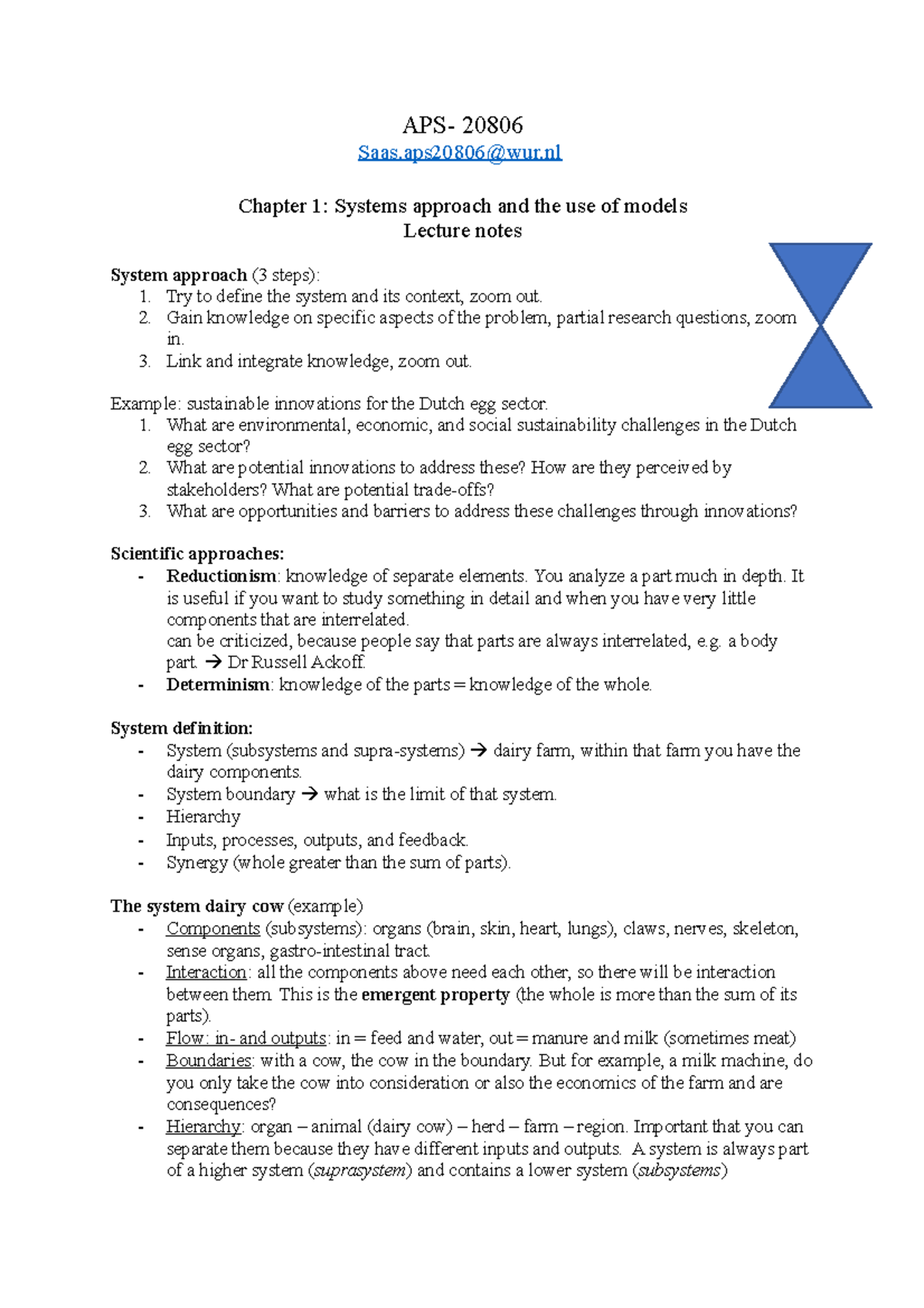 **Title: APS-20806 Chapter 1: Systems Approach & Models in Lecture ...