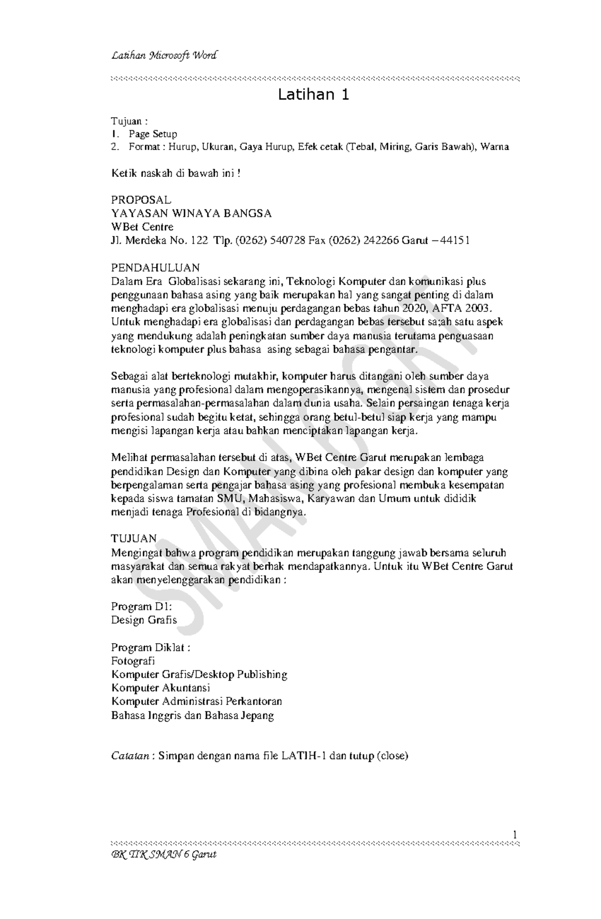 18215267 Latihan Ms. Word: Pengaturan Teks dan Mail Merge - Studocu