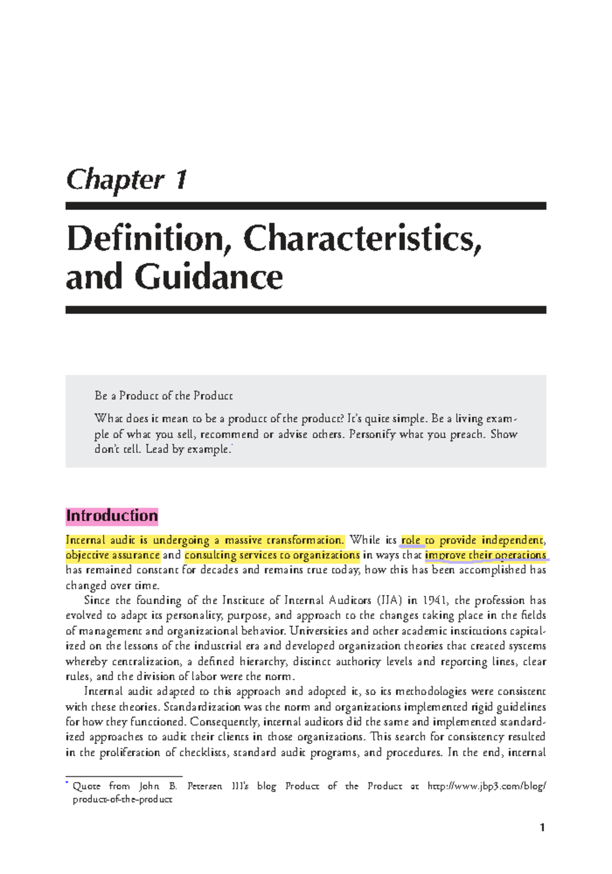 Chapter 1: Definition, Characteristics, and Guidance on Internal Auditing - Studocu
