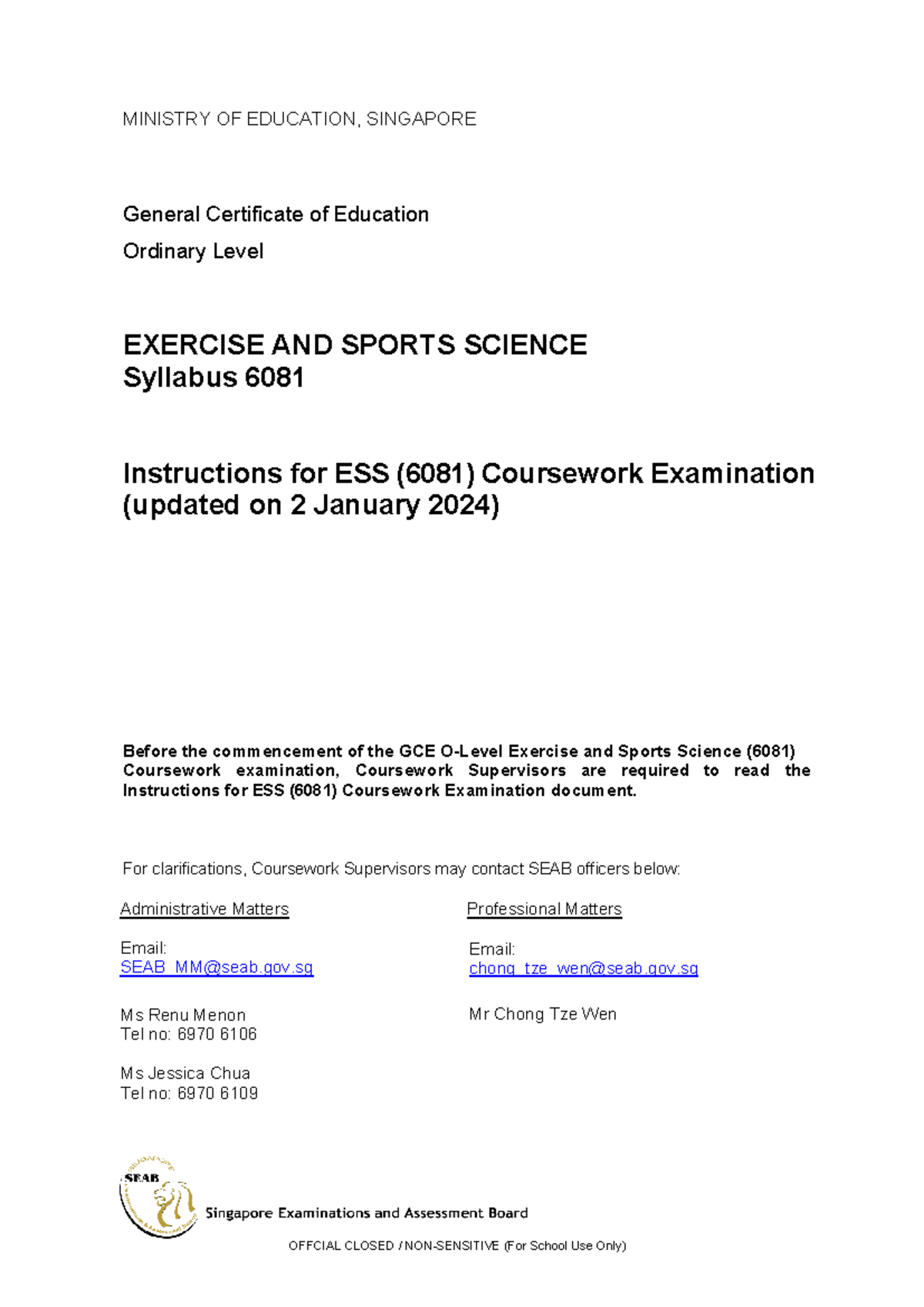 2024 Instructions for ESS (6081) Coursework Examination Guide - Studocu