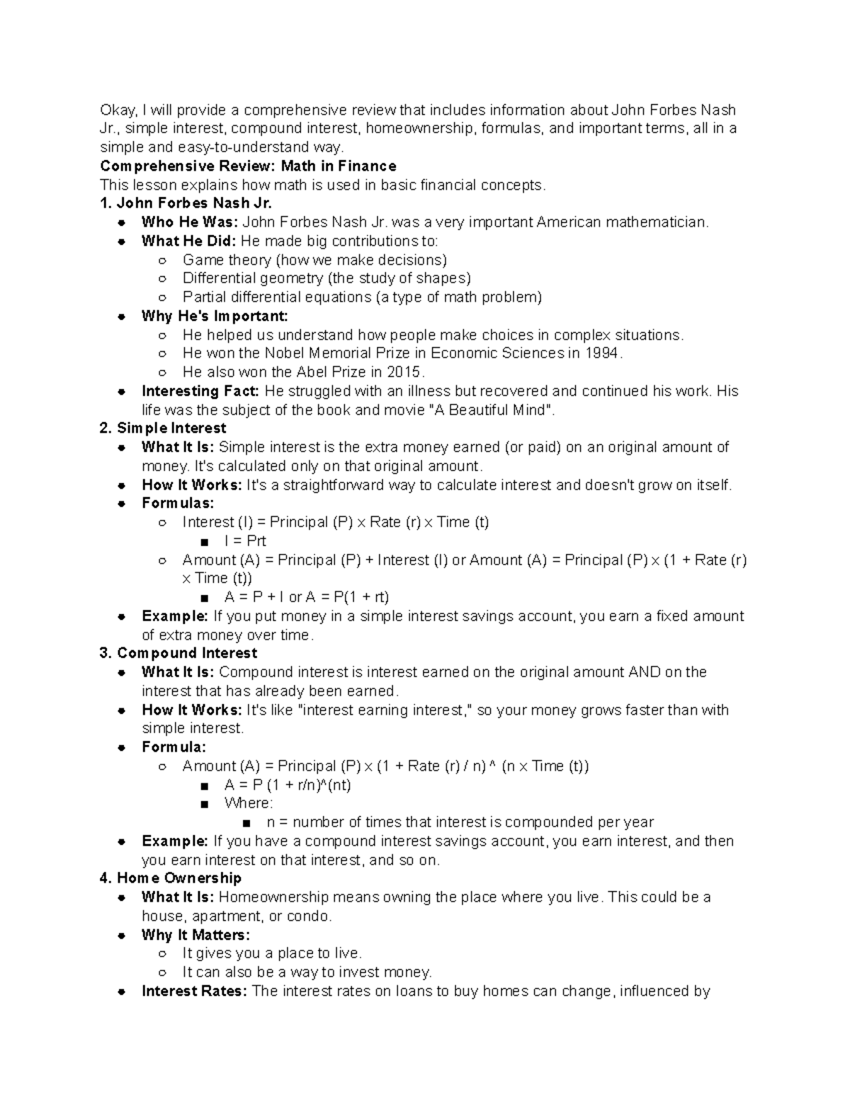 Mmw - Comprehensive Review: Math in Finance and Geometric Designs - Studocu