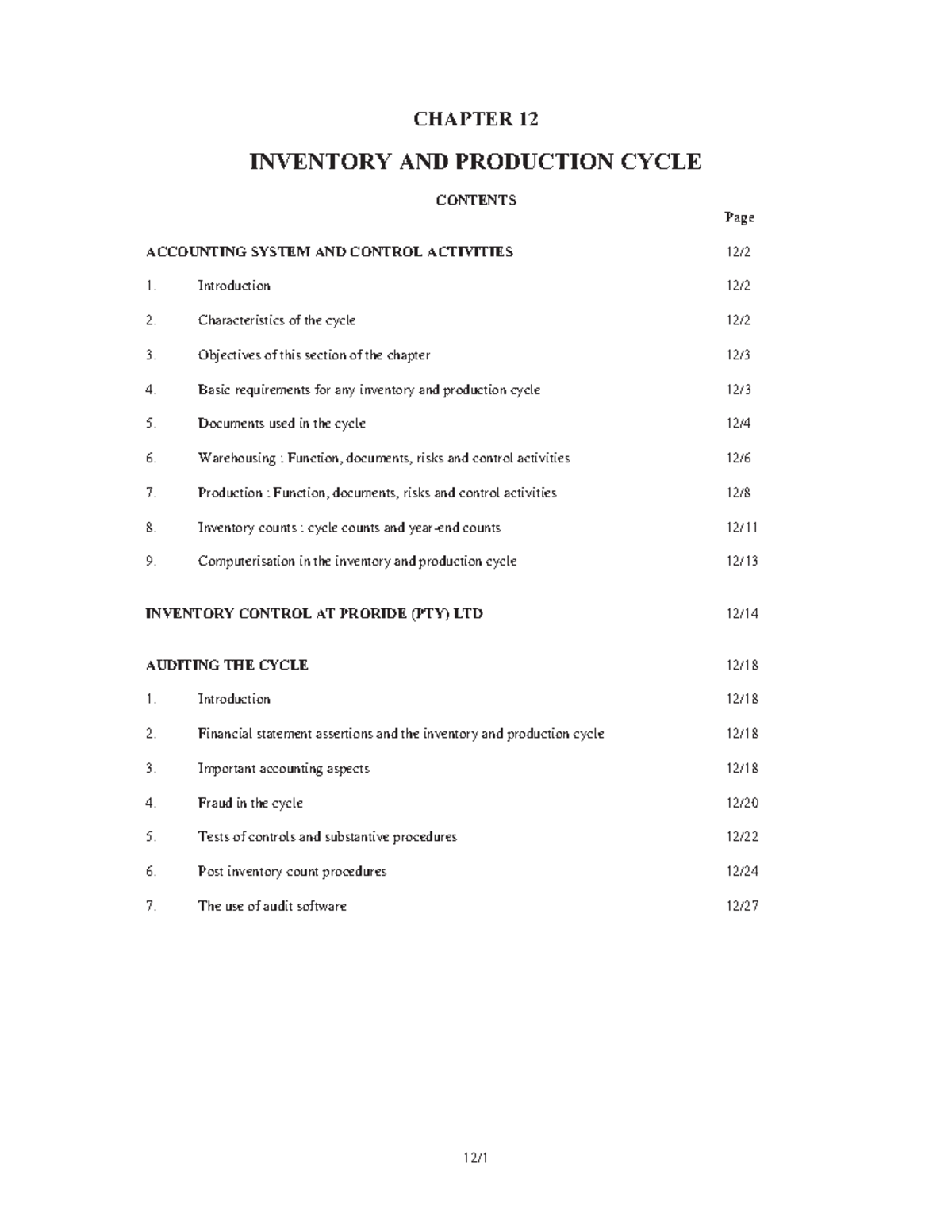 CHAPTER 12: INVENTORY AND PRODUCTION CYCLE OVERVIEW - Studocu
