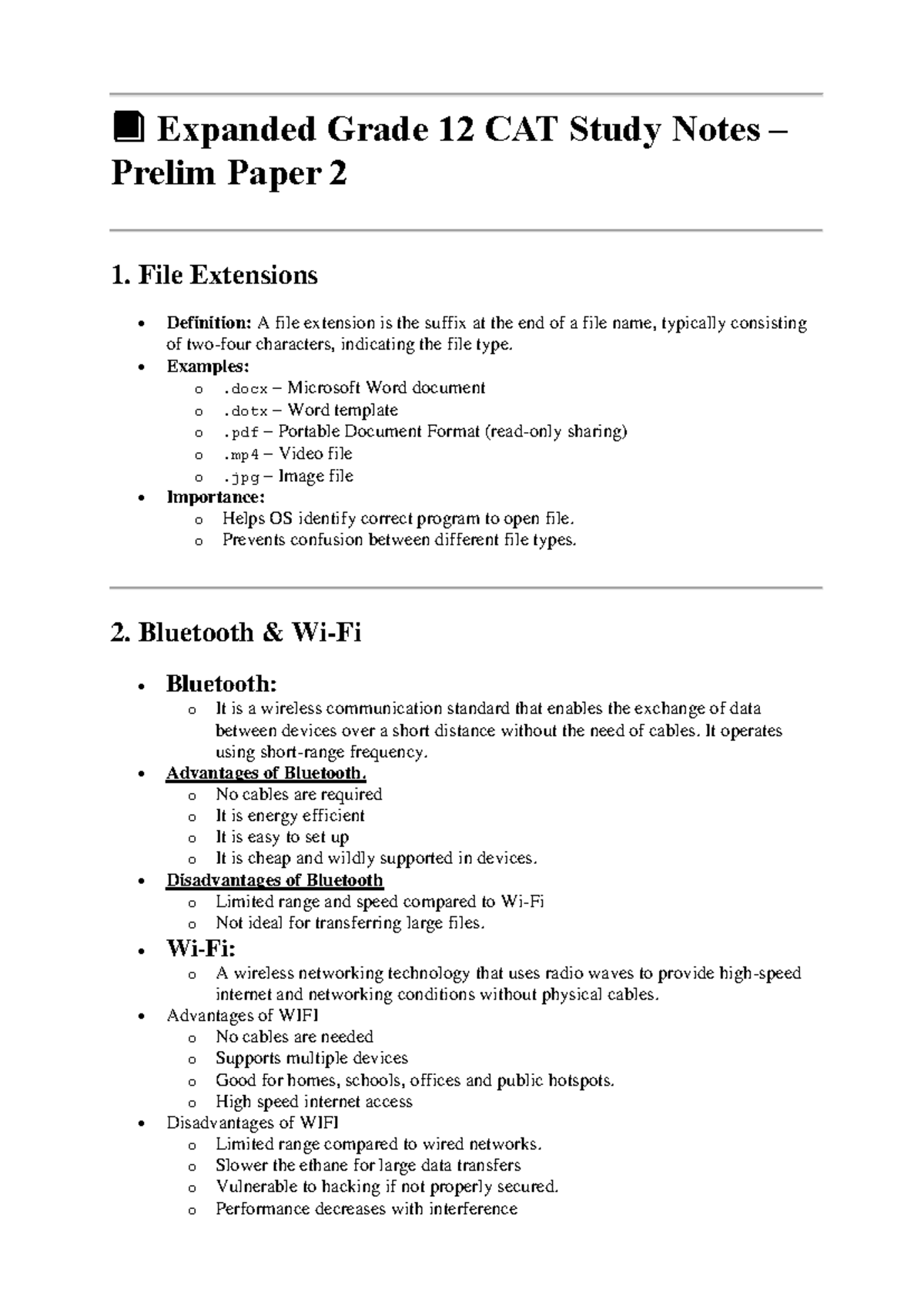 Grade 12 CAT Study Notes: Expanded Prelim Paper 2 Overview - Studocu
