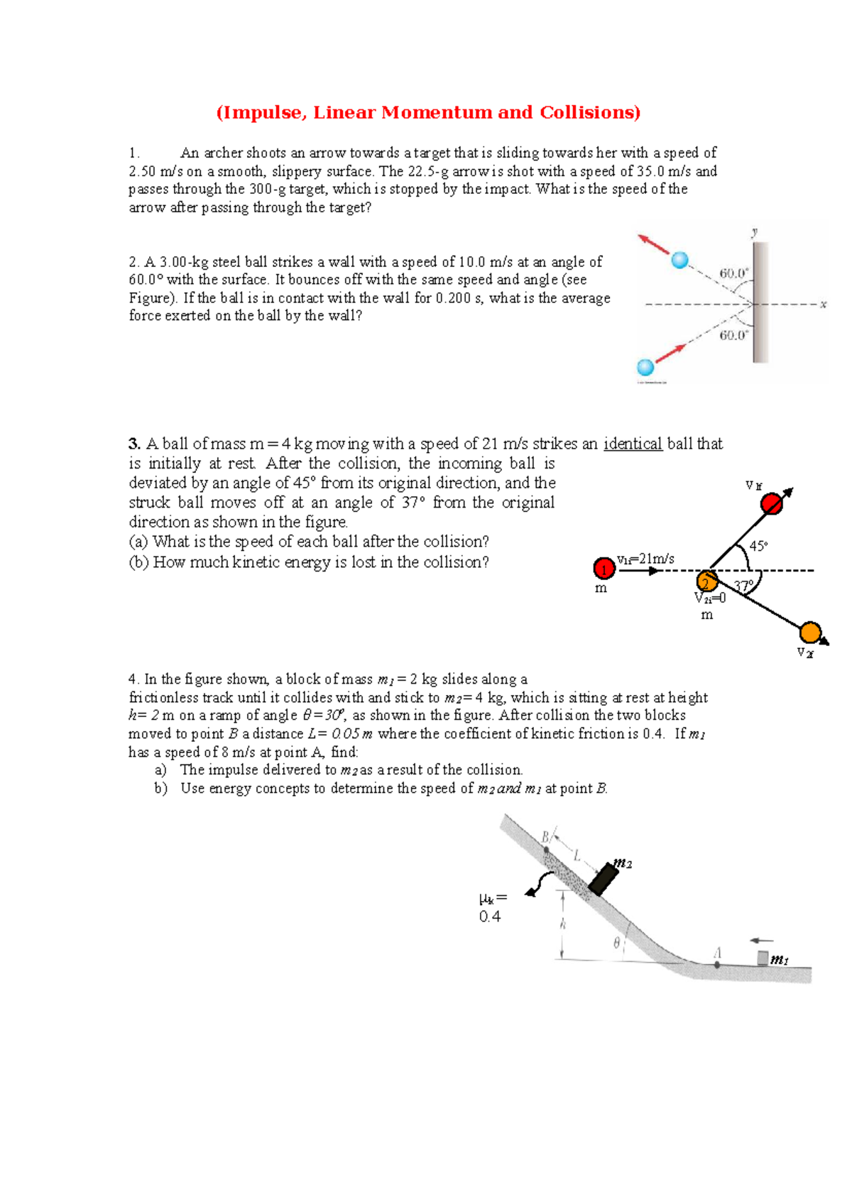 Linear Momentum and Collisions: Impulse and Energy Analysis - Studocu