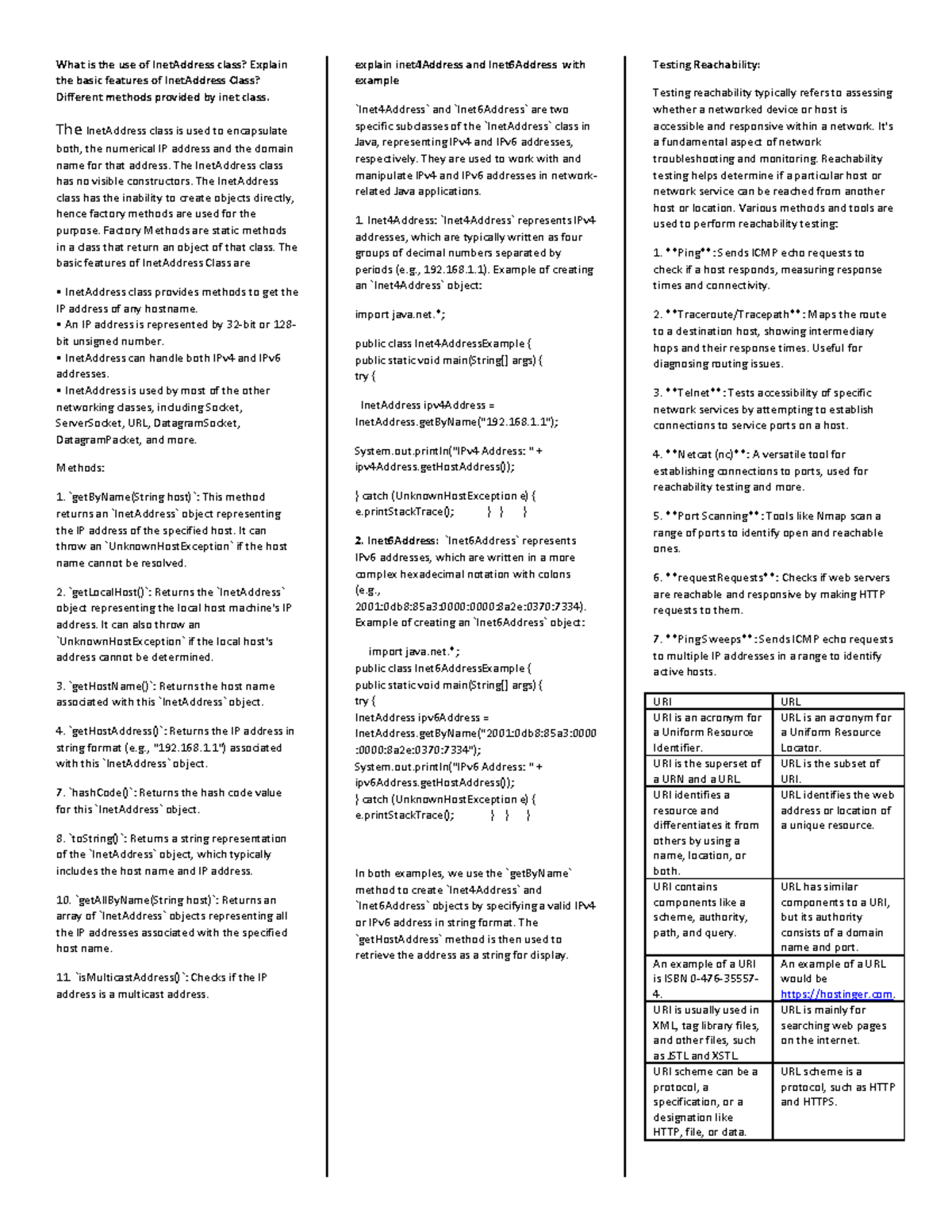 NP - dasdhkashdksah - What is the use of InetAddress class? Explain the ...