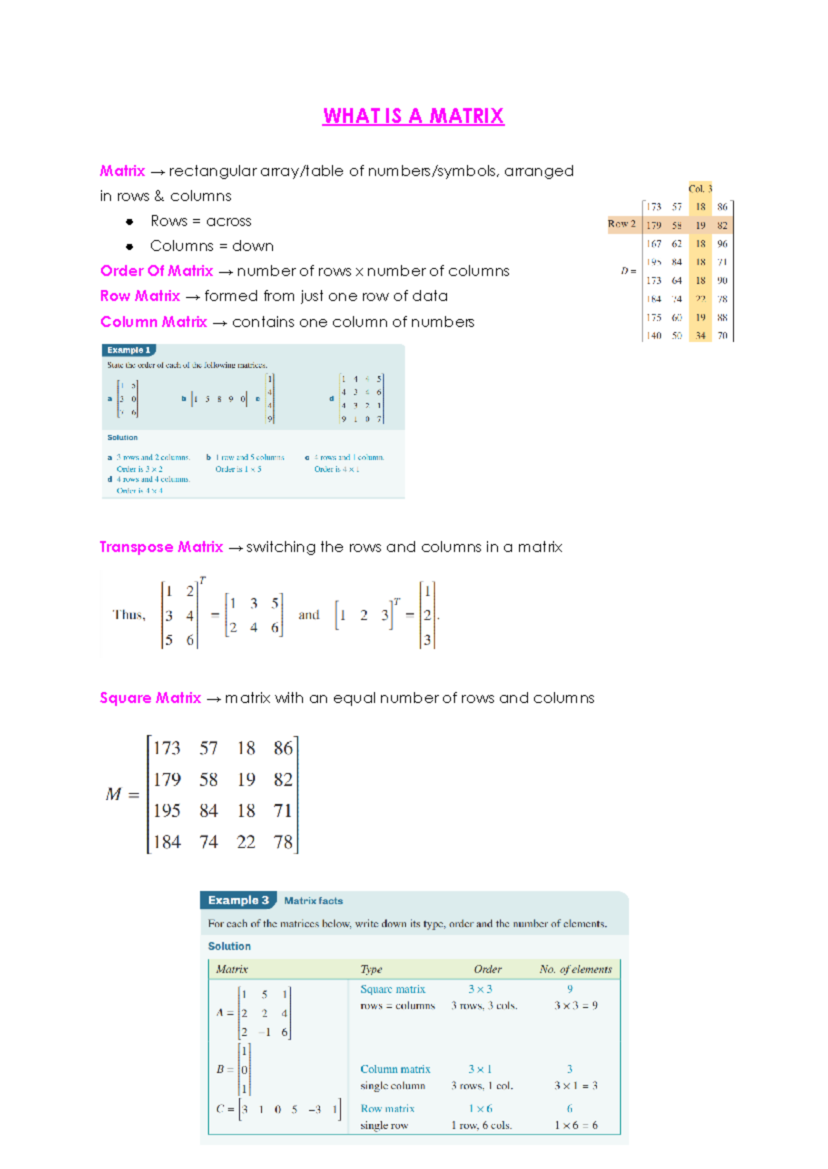 Matrix Concepts and Operations: A Comprehensive Guide - Studocu