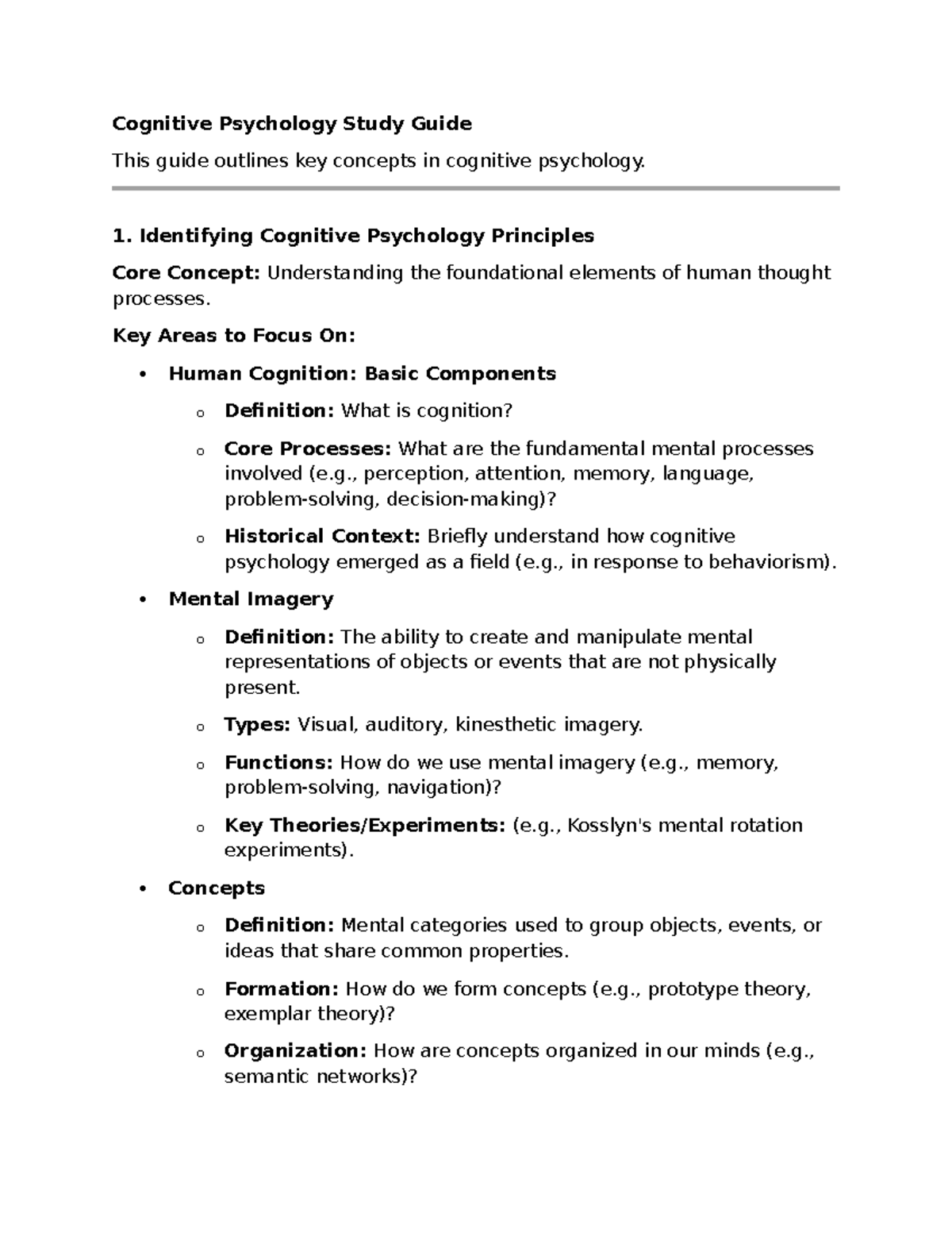 Cognitive Psychology Study Guide (PSY 101): Key Concepts & Principles ...