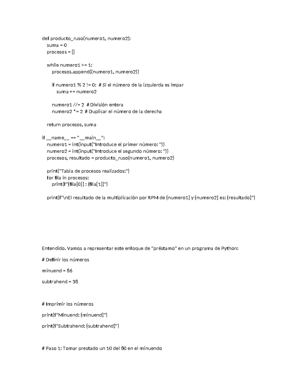 Tarea 2 - BJBHJ - def producto_ruso(numero1, numero2): suma = 0 ...