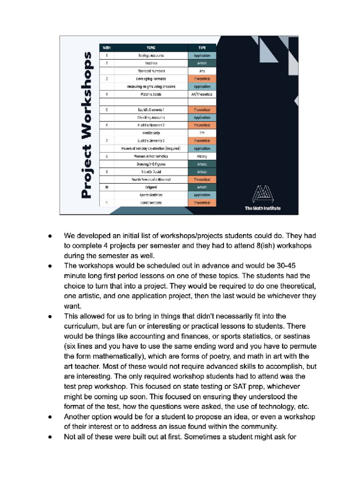 Project Workshops Overview: Creative & Theoretical Approaches - Studocu