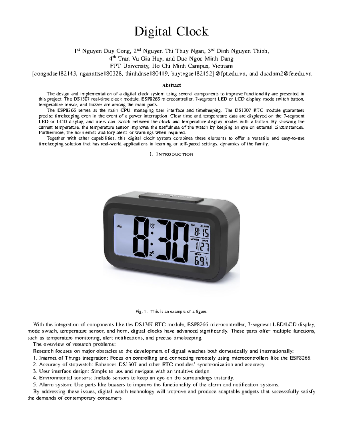 Digital Clock Project K18 Final Report - Digital Clock 1 st Nguyen Duy ...